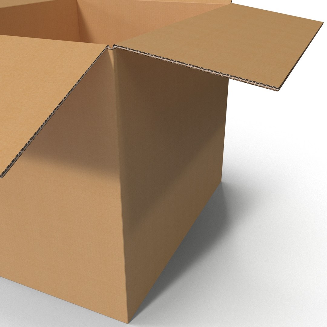 3d Model Open Cardboard Box