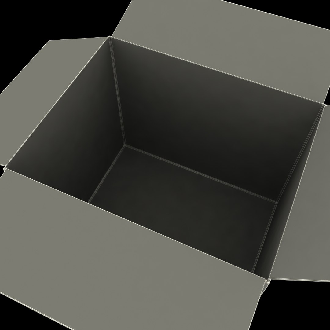 3d model open cardboard box