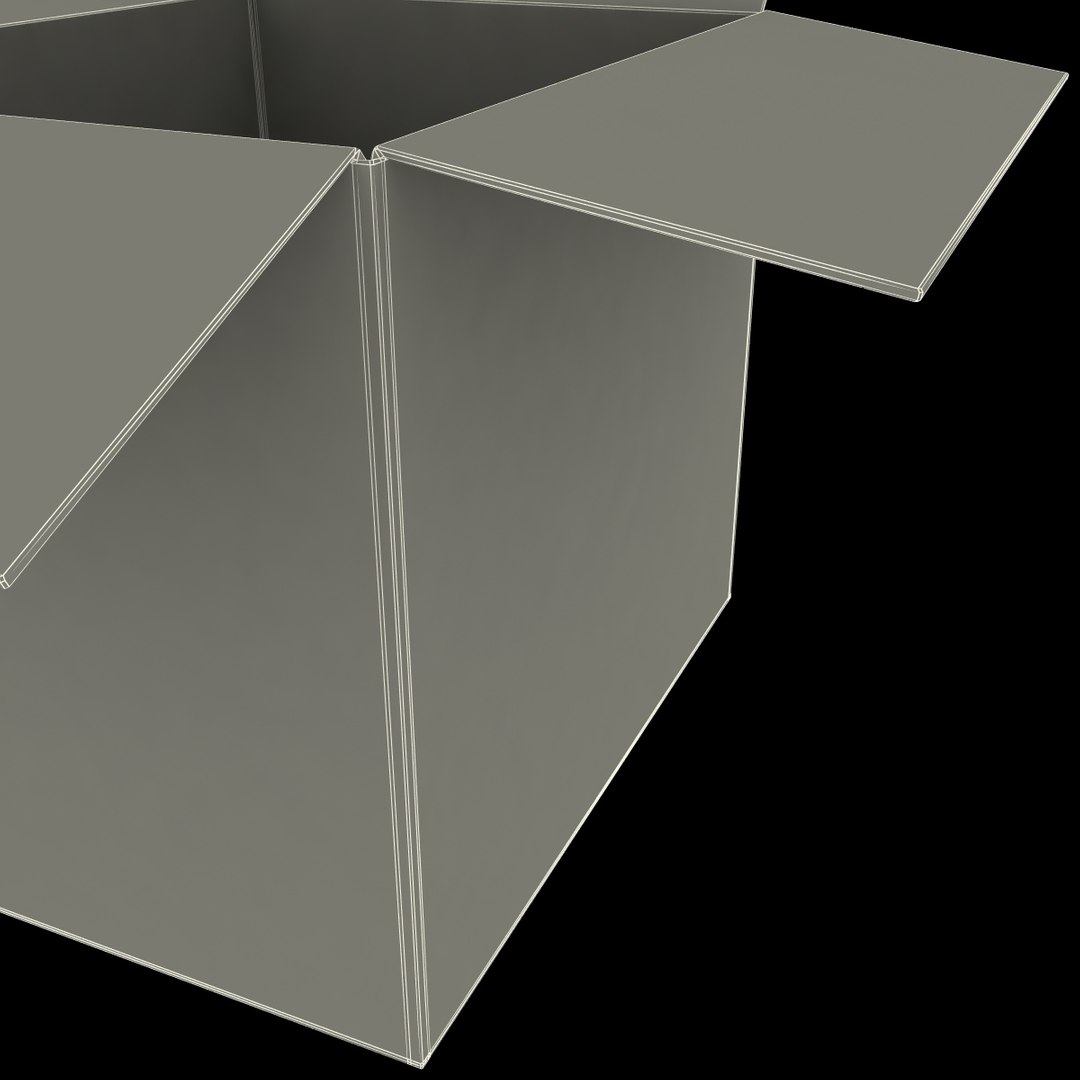 3d Model Open Cardboard Box