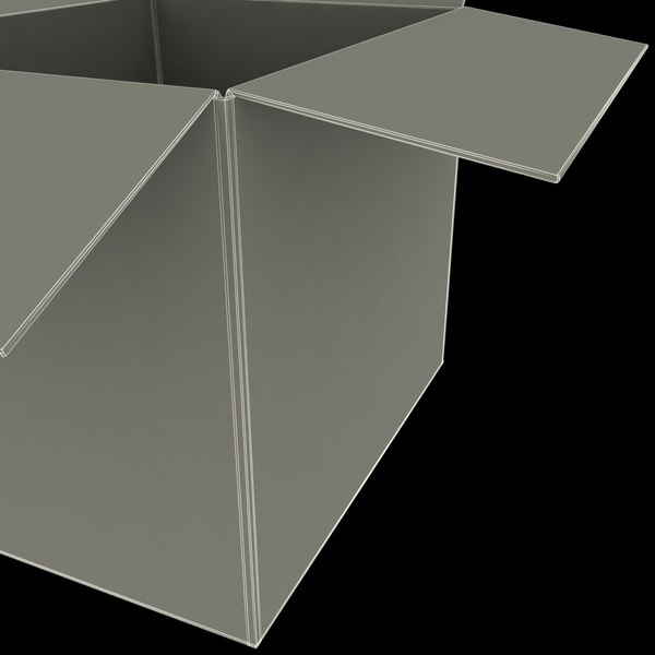 3d model open cardboard box