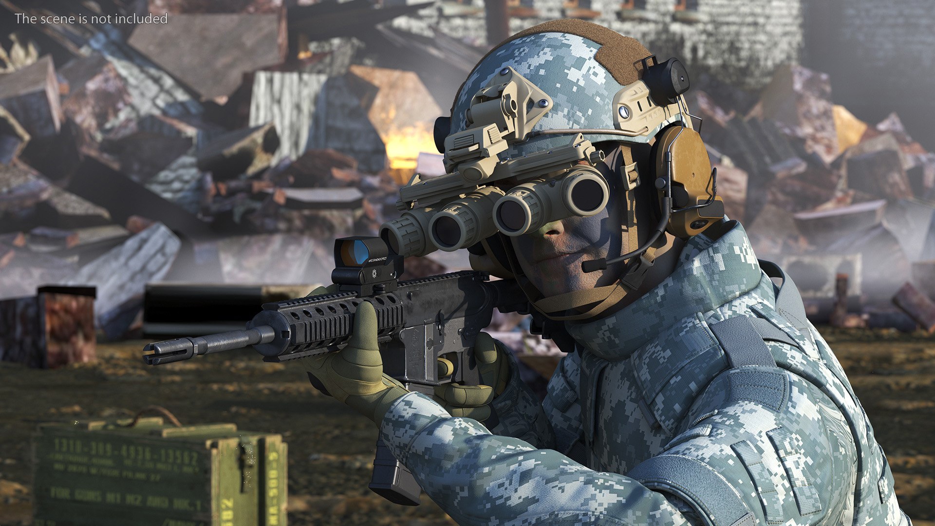 Soldier In Grey Camo With Night Vision Aiming Fur 3D Model - TurboSquid ...