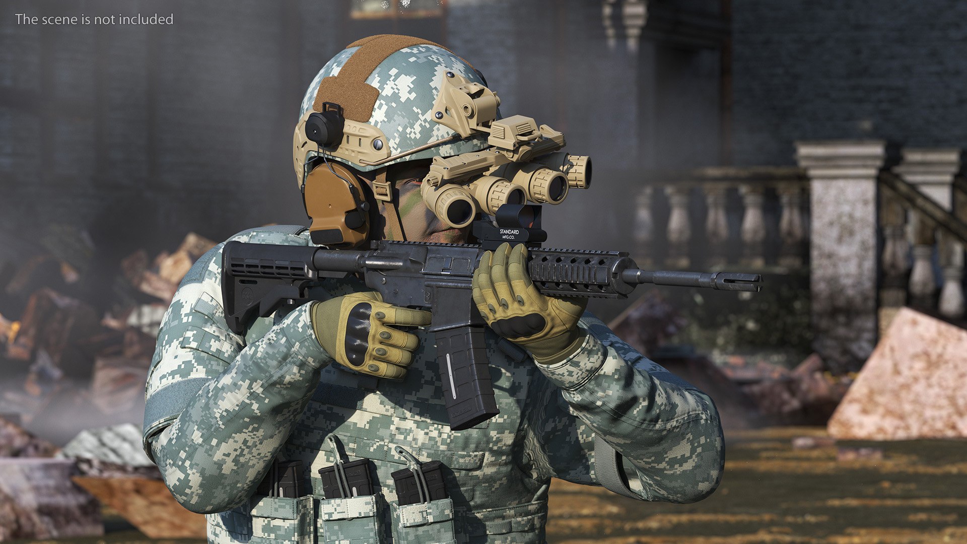 Soldier In Grey Camo With Night Vision Aiming Fur 3D Model - TurboSquid ...