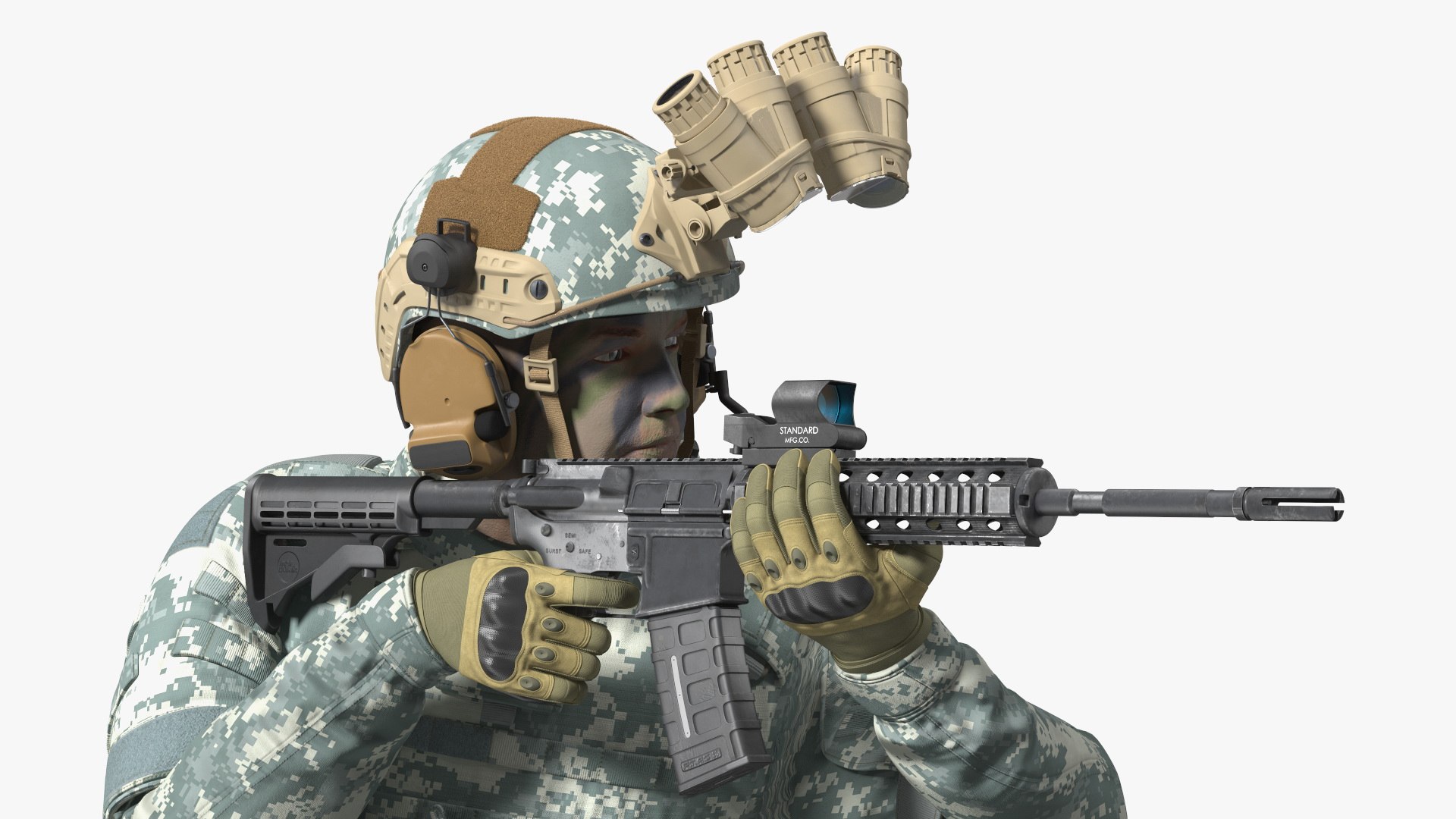 Soldier In Grey Camo With Night Vision Aiming Fur 3D Model - TurboSquid ...