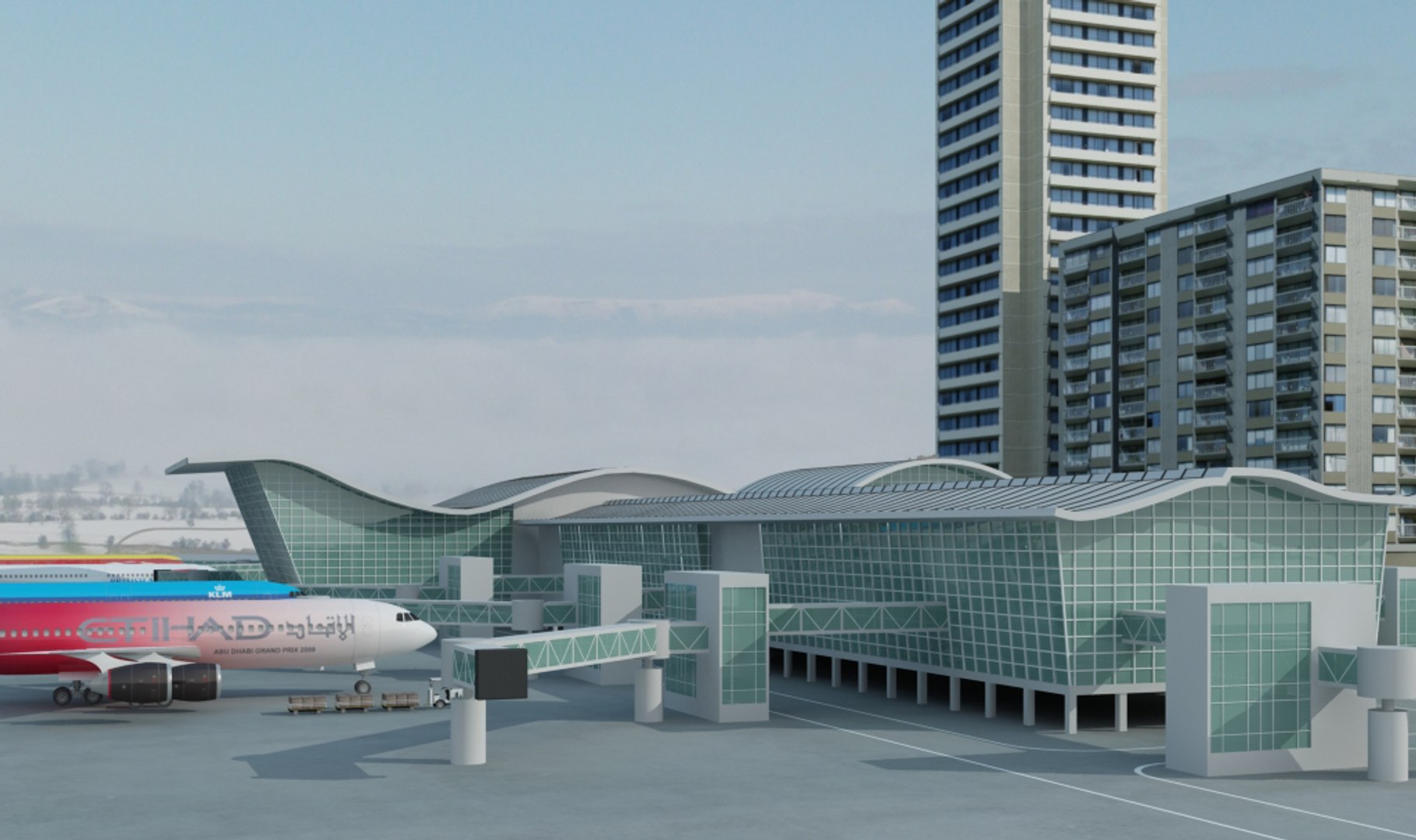 airport building airplane max