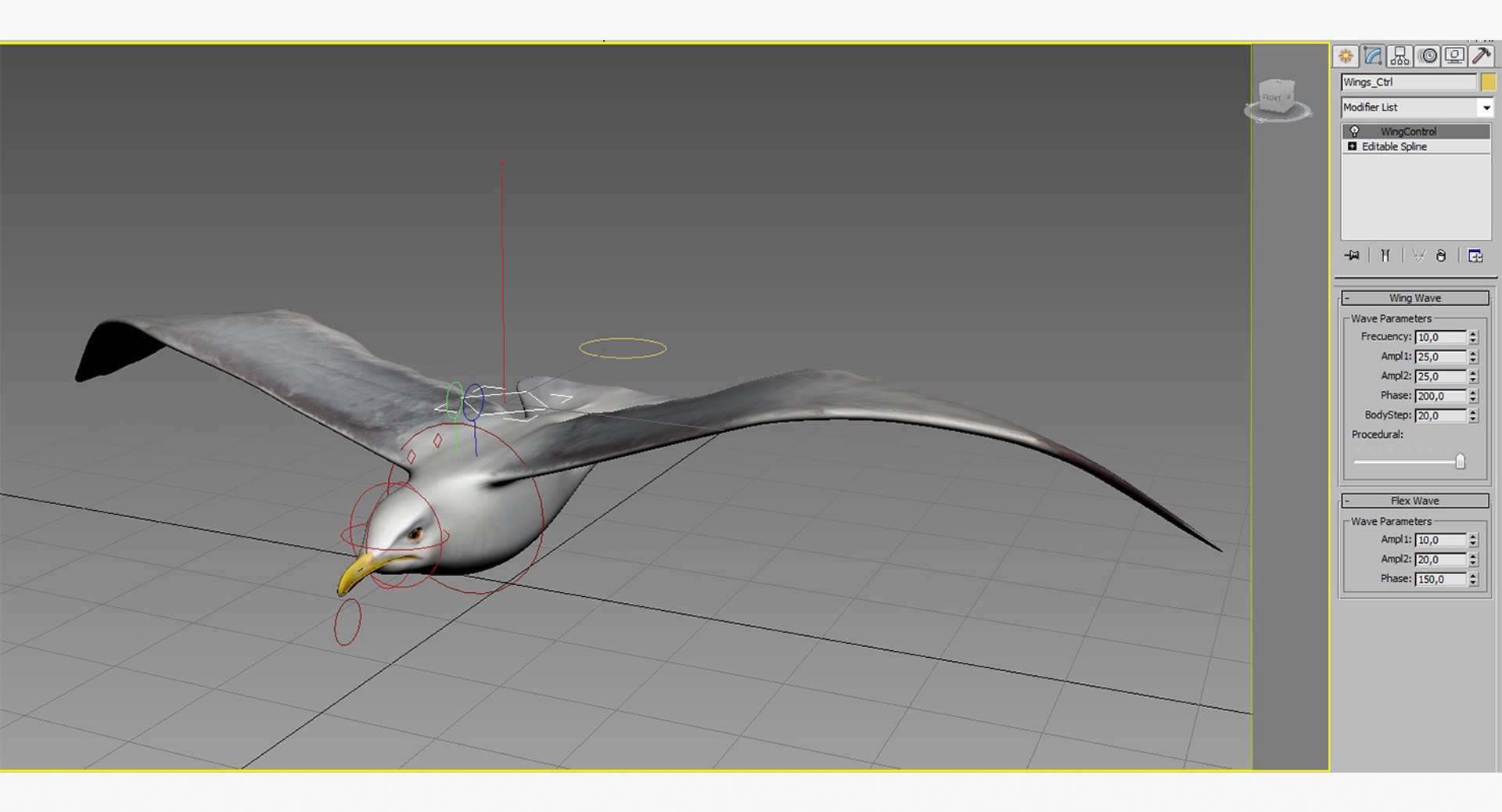 3d seagull flying animation model