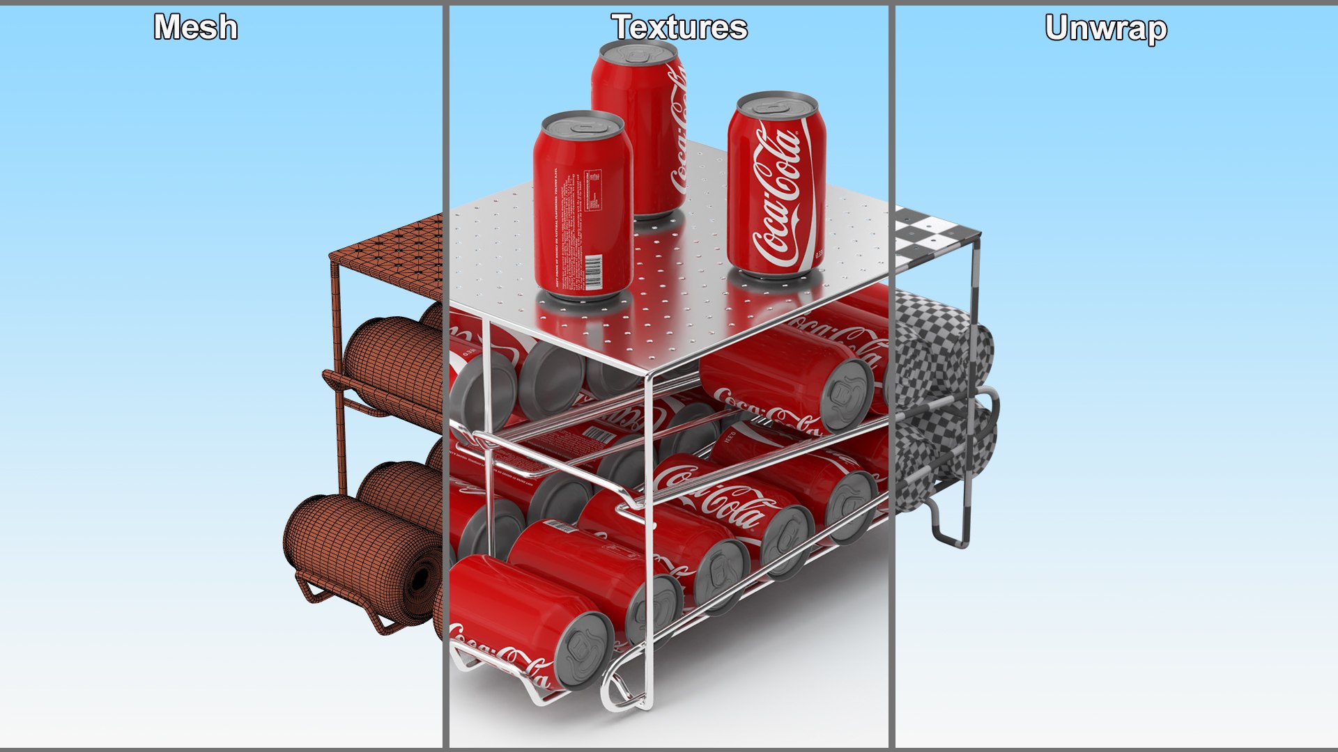 2 Tier Can Rack Organizer Chrome with Cola Cans 3D model - TurboSquid ...