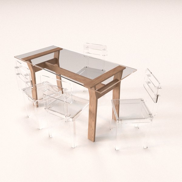 Transparent dining table set 3D - TurboSquid 1270848