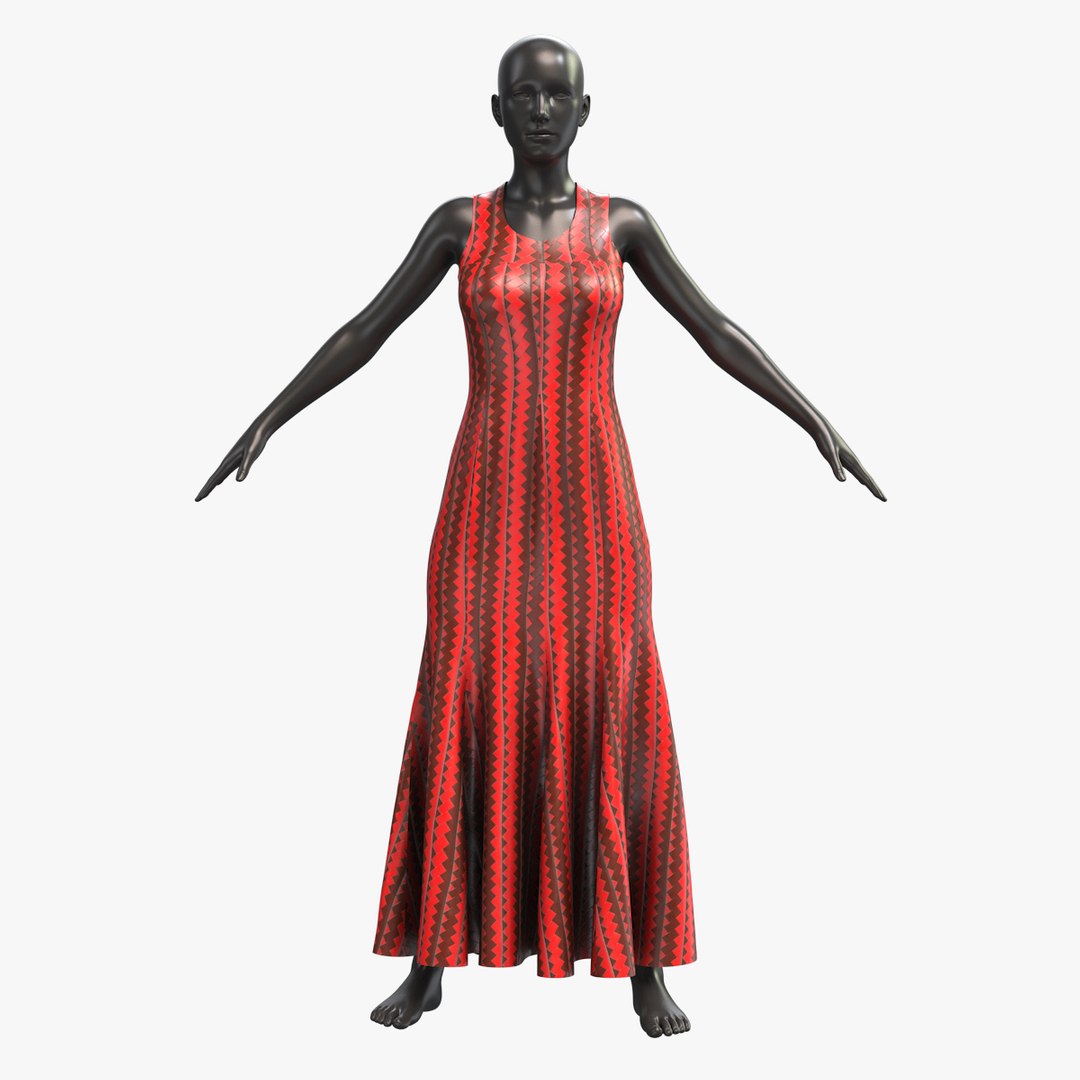 Female Dress 008 Material 01 Mannequin 01 Pose 01 PBR 4K model ...