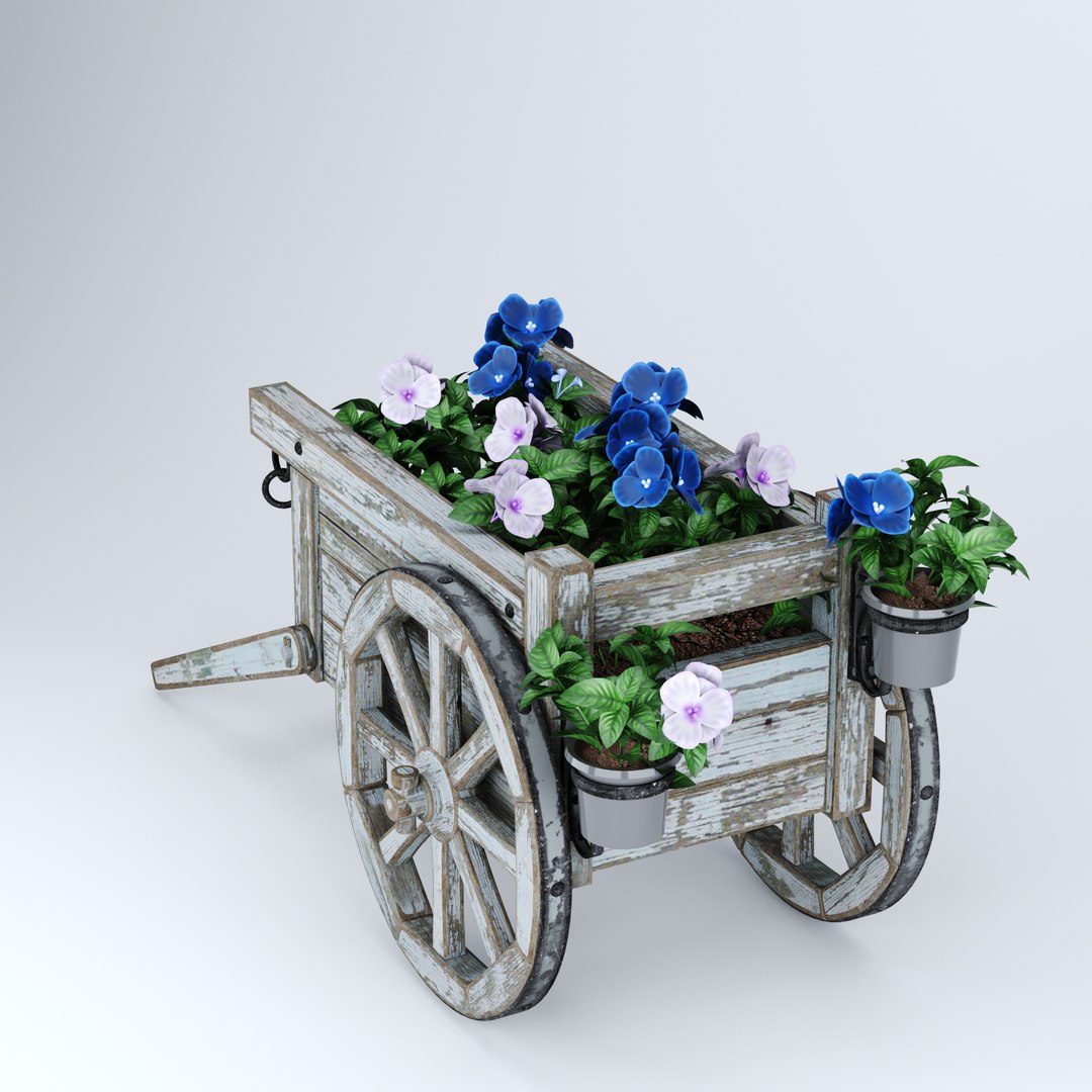 3D Outdoor Plants Flowers In A Cart 3D Model - TurboSquid 2134581