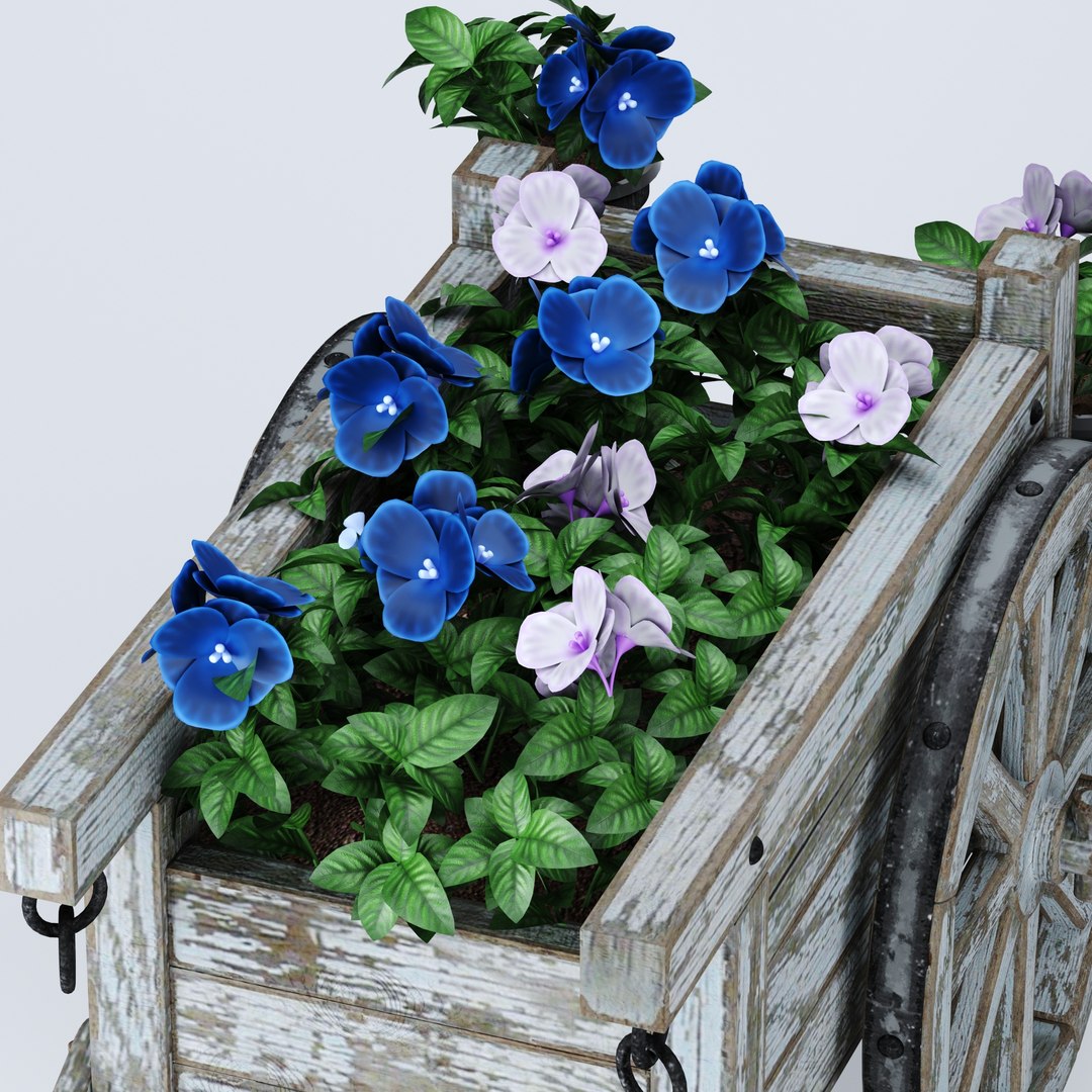 3D Outdoor Plants Flowers In A Cart 3D Model - TurboSquid 2134581