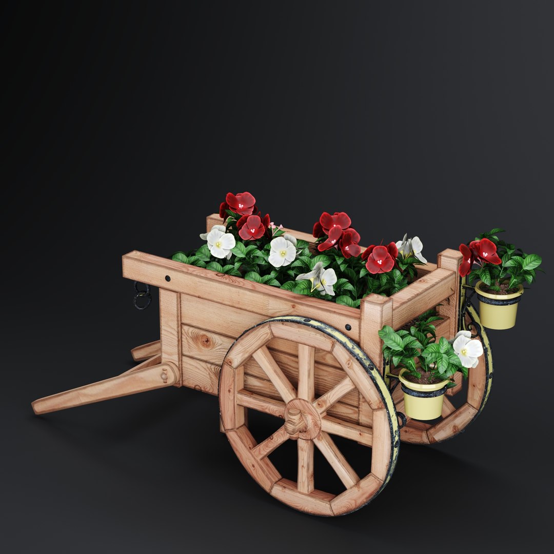 3D Outdoor Plants Flowers In A Cart 3D Model - TurboSquid 2134581