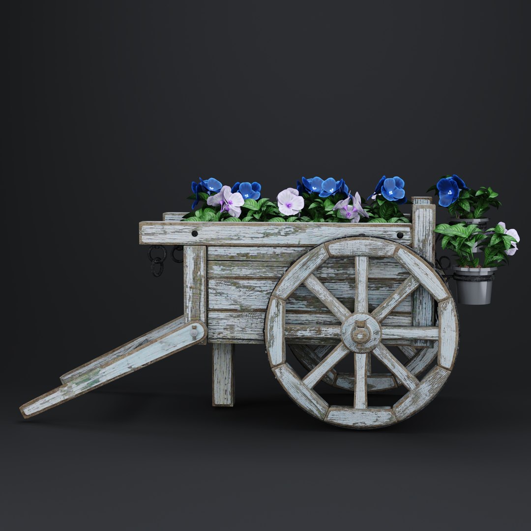 3D Outdoor Plants Flowers In A Cart 3D Model - TurboSquid 2134581