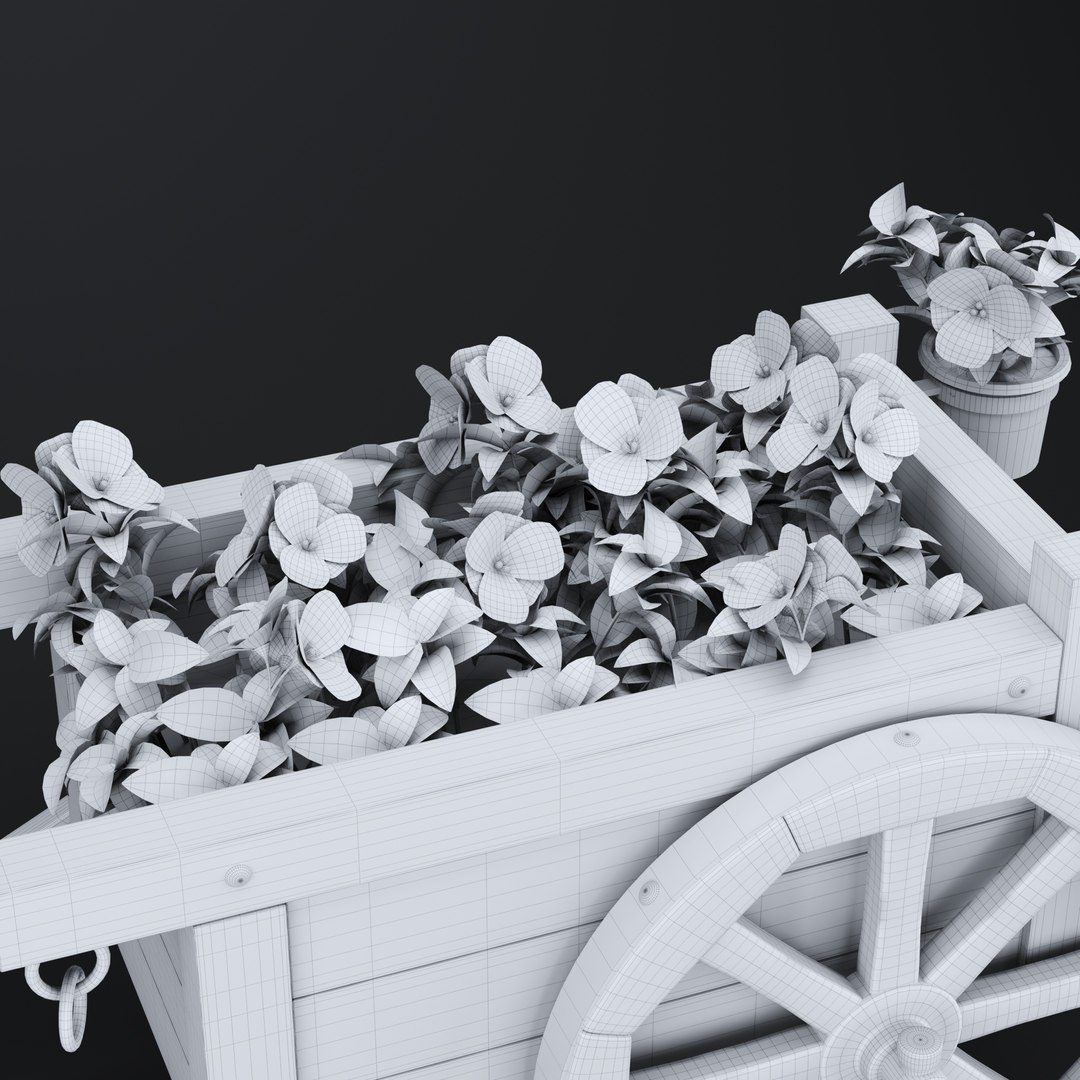 3D Outdoor Plants Flowers In A Cart 3D Model - TurboSquid 2134581