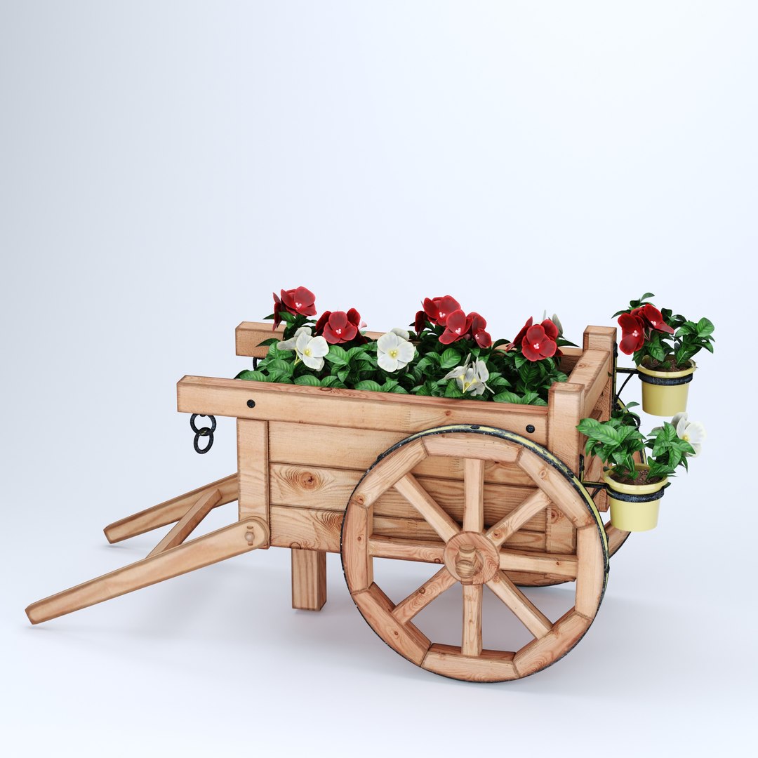 3D Outdoor Plants Flowers In A Cart 3D Model - TurboSquid 2134581