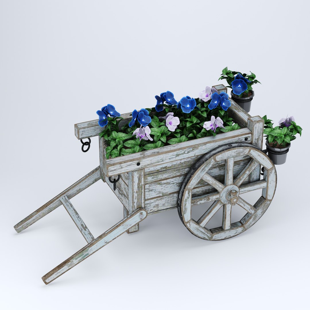 3D Outdoor Plants Flowers In A Cart 3D Model - TurboSquid 2134581