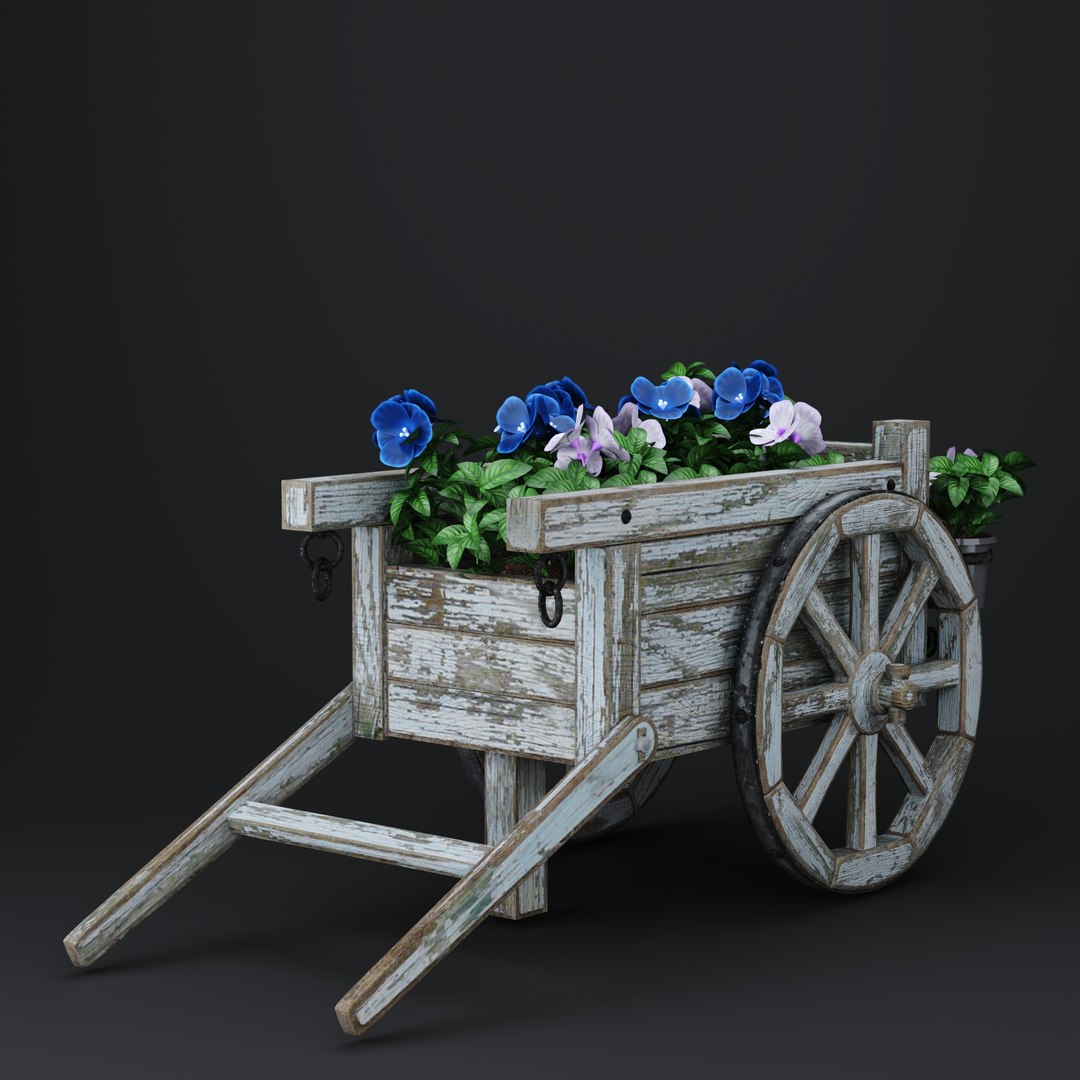 3D Outdoor Plants Flowers In A Cart 3D Model - TurboSquid 2134581