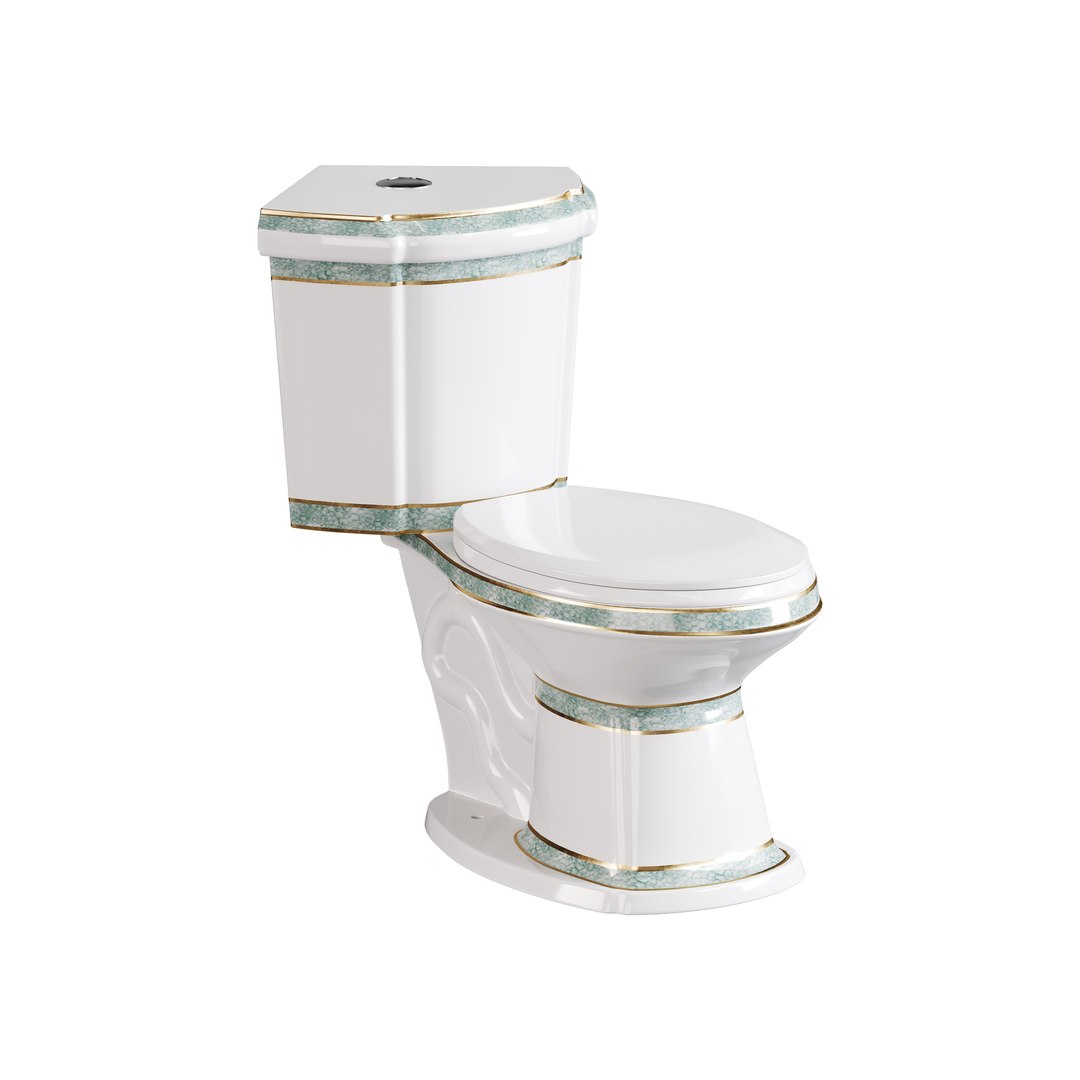 3D Corner Elongated Two Piece Dual Flush Bathroom Toilet Model ...