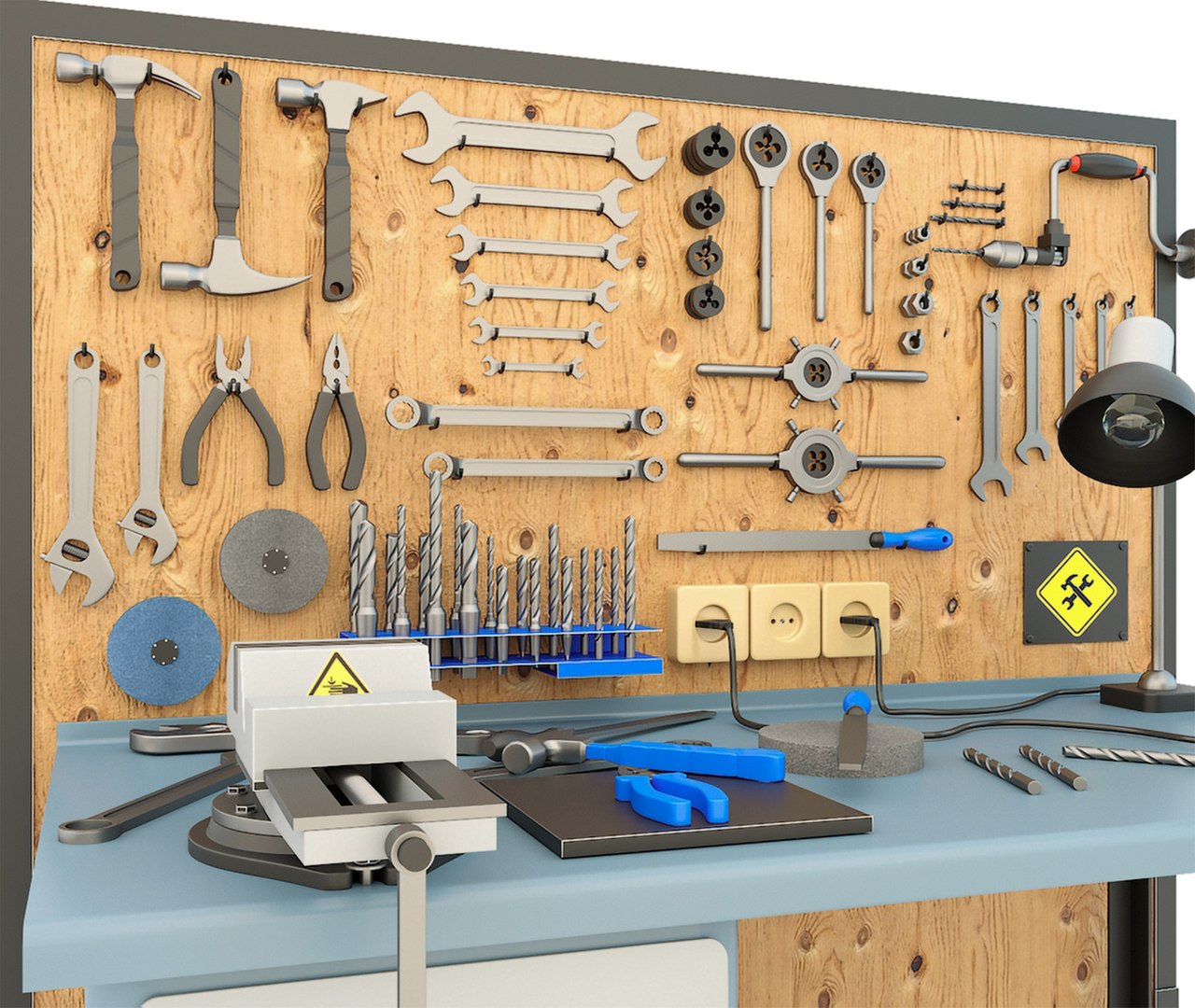 Workbench And Workshop Industrial Garage Hand Tools - Tree 3D Model ...