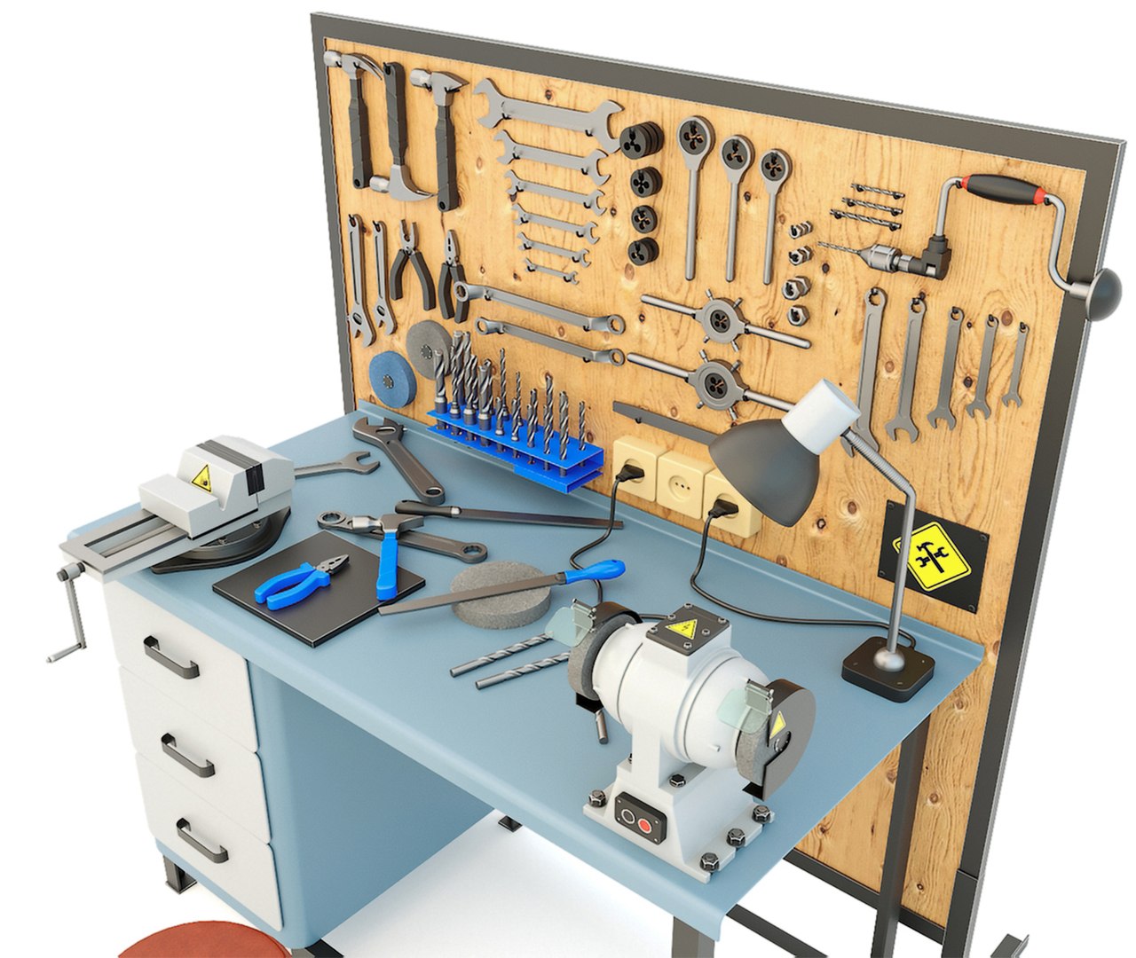 Workbench And Workshop Industrial Garage Hand Tools - Tree 3D Model ...