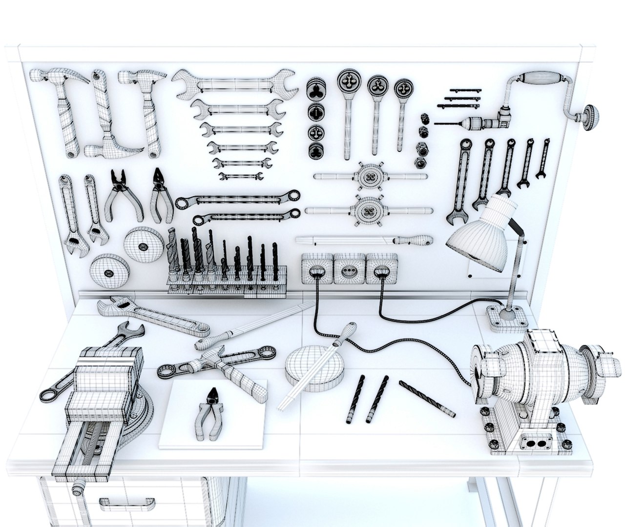 Workbench And Workshop Industrial Garage Hand Tools - Tree 3D Model ...