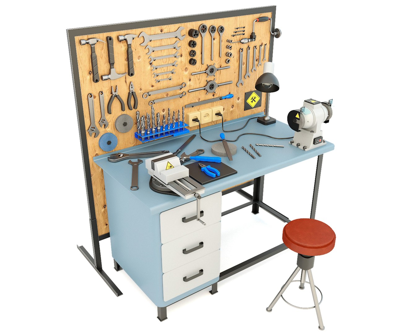 Workbench And Workshop Industrial Garage Hand Tools - Tree 3D Model ...