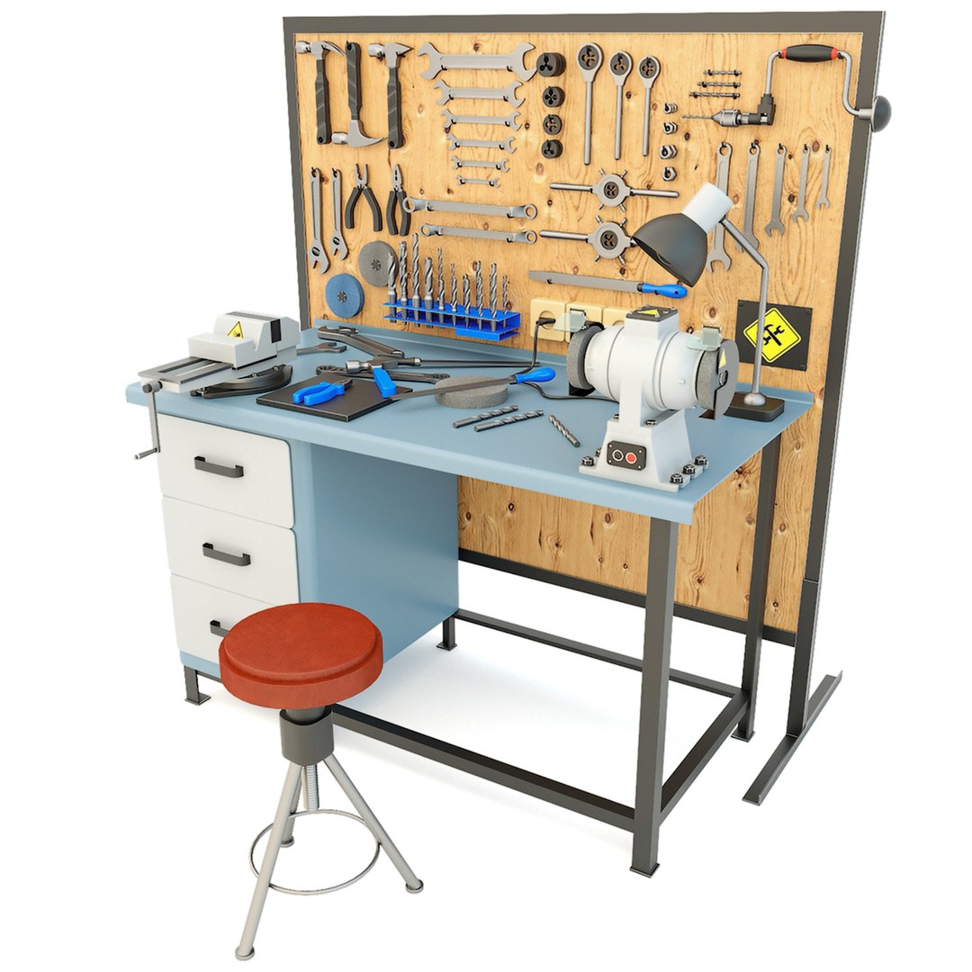 Workbench And Workshop Industrial Garage Hand Tools - Tree 3D Model ...