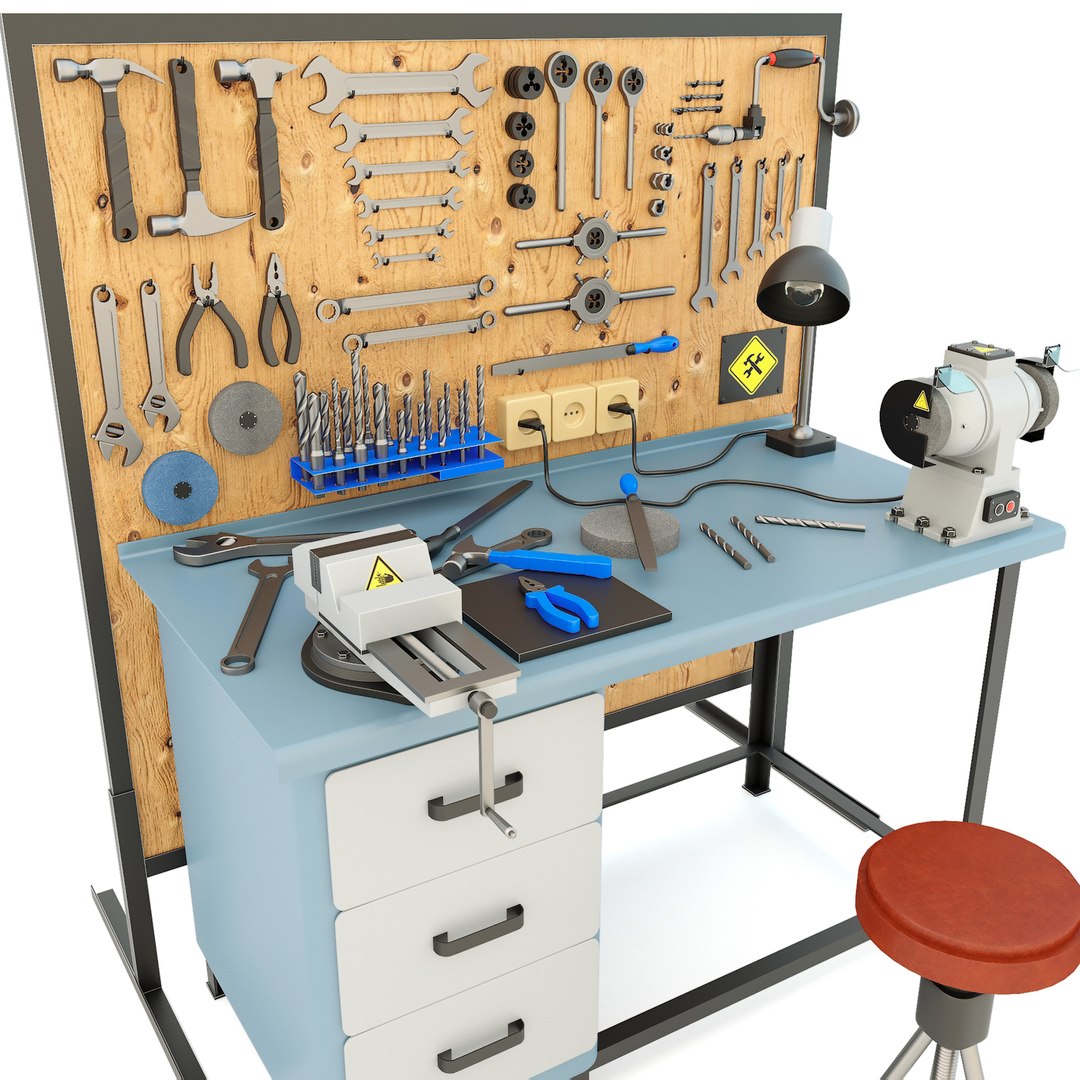 Workbench And Workshop Industrial Garage Hand Tools - Tree 3D Model ...