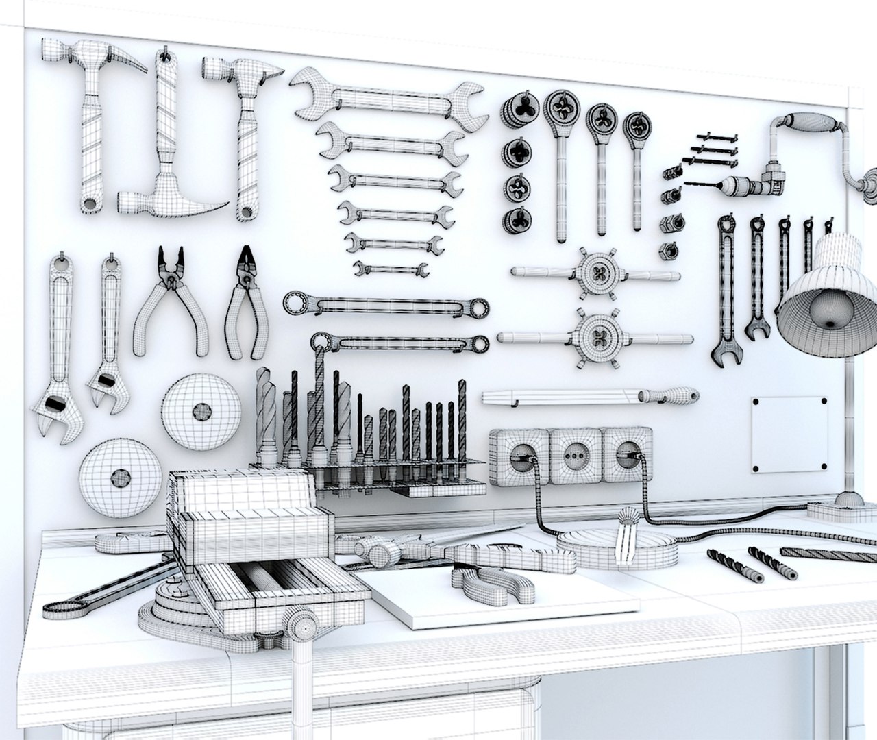 Workbench And Workshop Industrial Garage Hand Tools - Tree 3D Model ...
