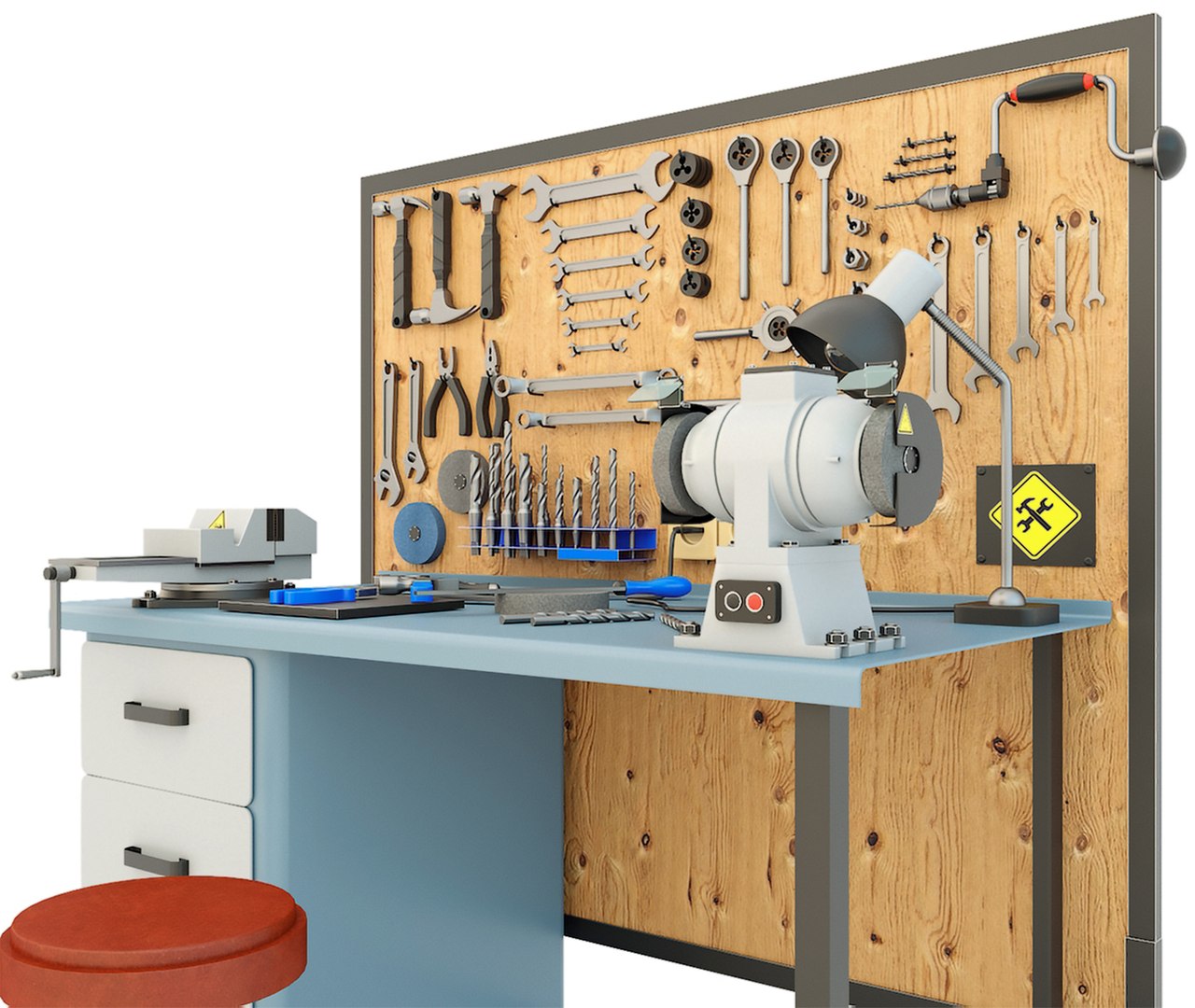 Workbench And Workshop Industrial Garage Hand Tools - Tree 3D Model ...
