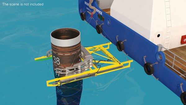 modelo 3d Cortadora submarina DWCM y pilote submarino para alta mar ...