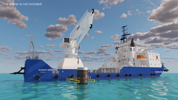 modelo 3d Cortadora submarina DWCM y pilote submarino para alta mar ...