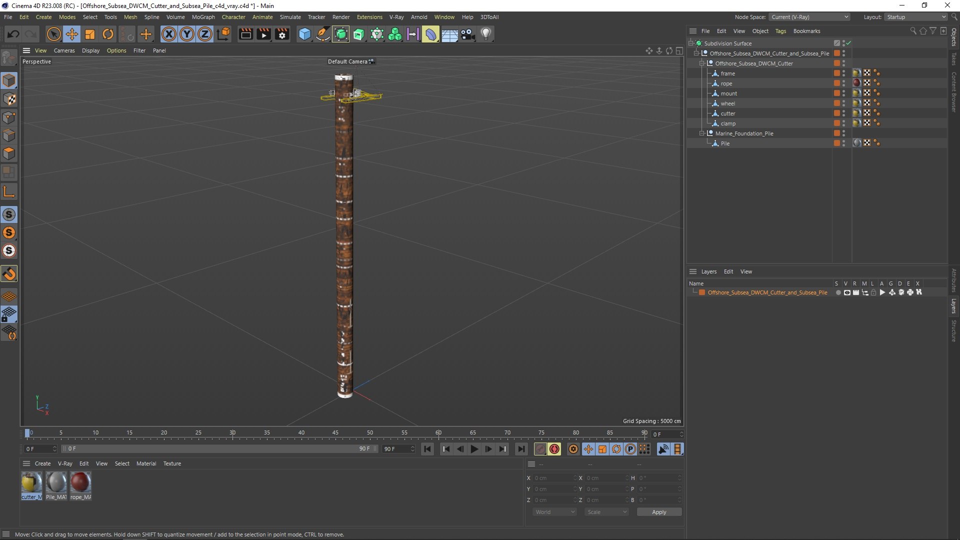 3D Model Offshore Subsea DWCM Cutter And Subsea Pile - TurboSquid 2329746