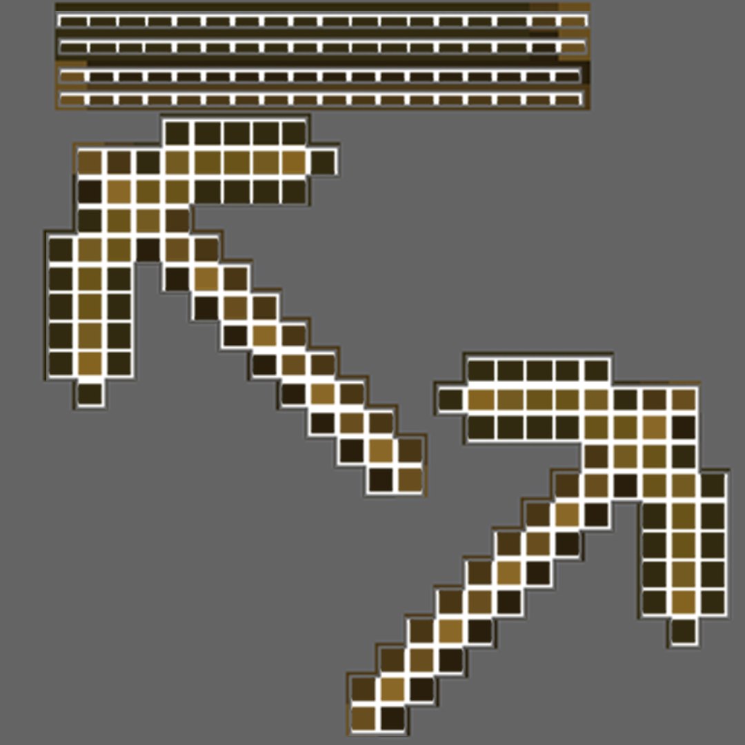 Minecraft Pickaxe Wooden 3d Model
