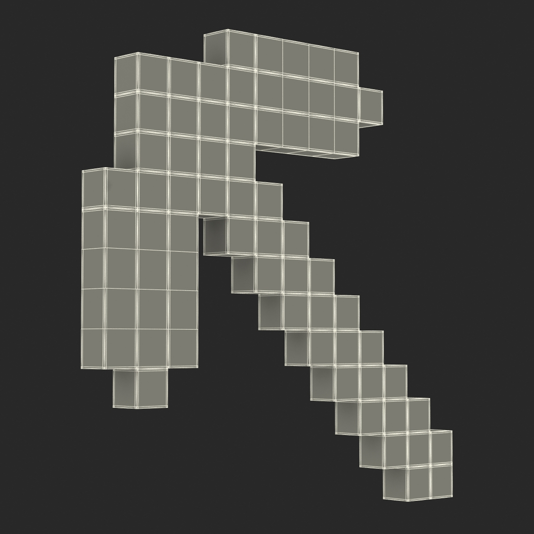 minecraft pickaxe wooden 3d model