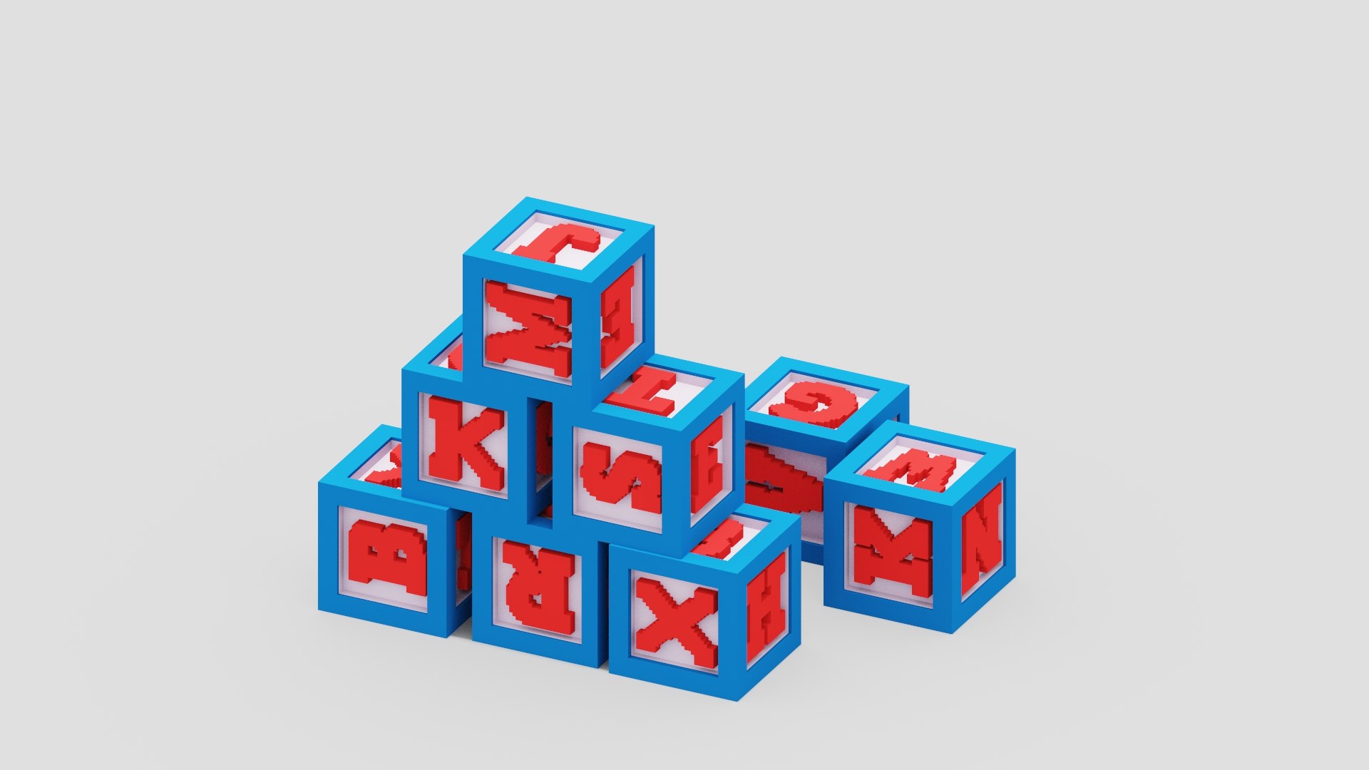 3D Voxel Alphabet Blocks Set Model - TurboSquid 1835625