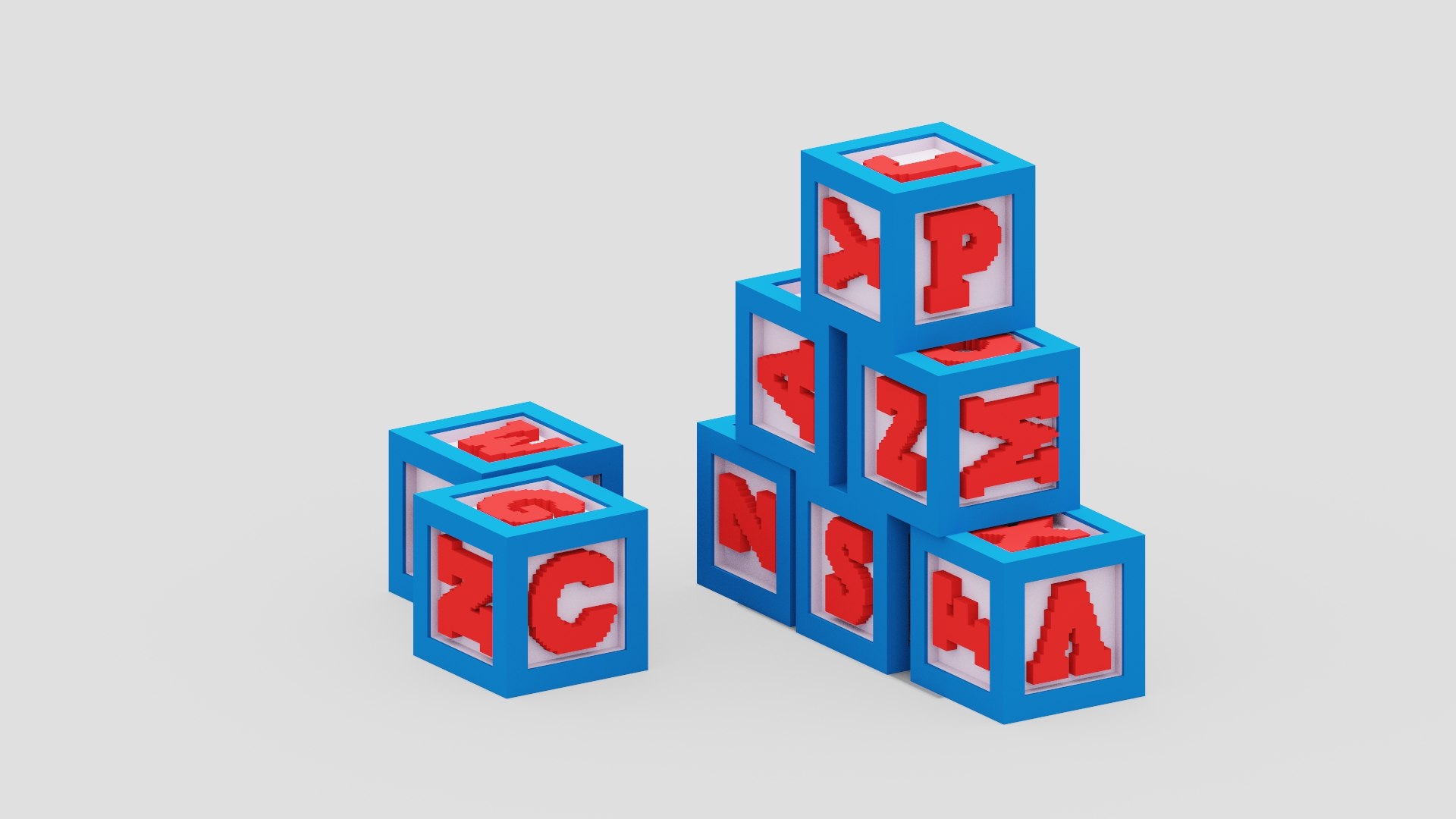 3D Voxel Alphabet Blocks Set Model - TurboSquid 1835625