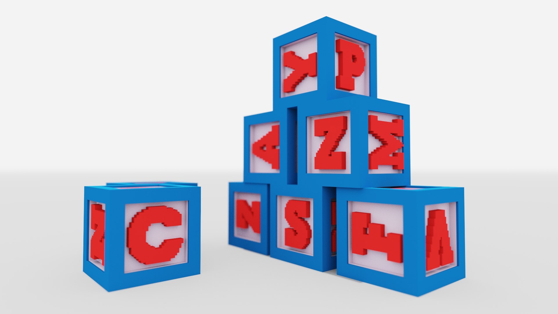 3D Voxel Alphabet Blocks Set Model - TurboSquid 1835625