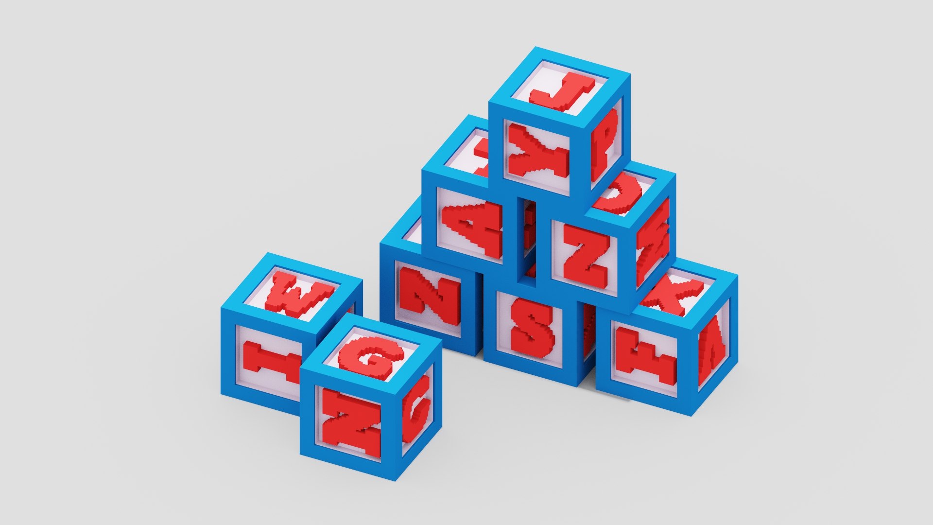 3D Voxel Alphabet Blocks Set Model - TurboSquid 1835625