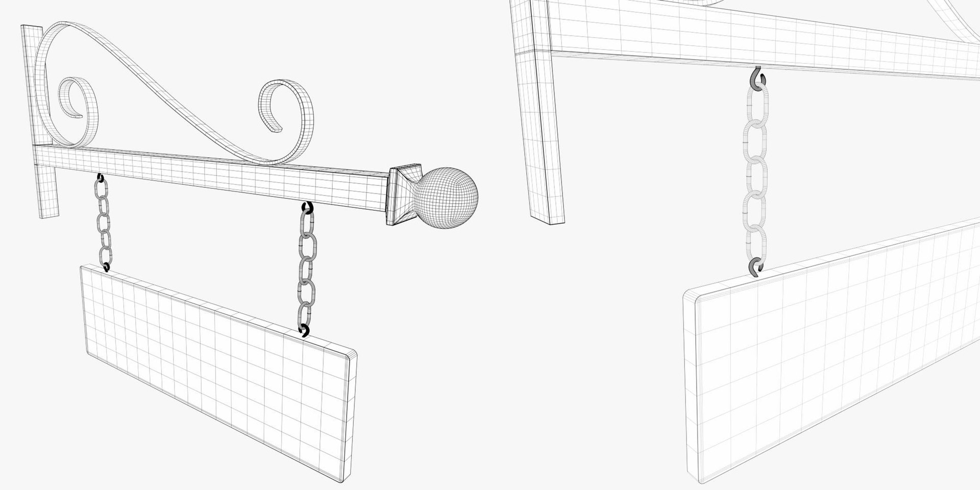 3D Wall Mounted Hanging Sign - TurboSquid 1574743