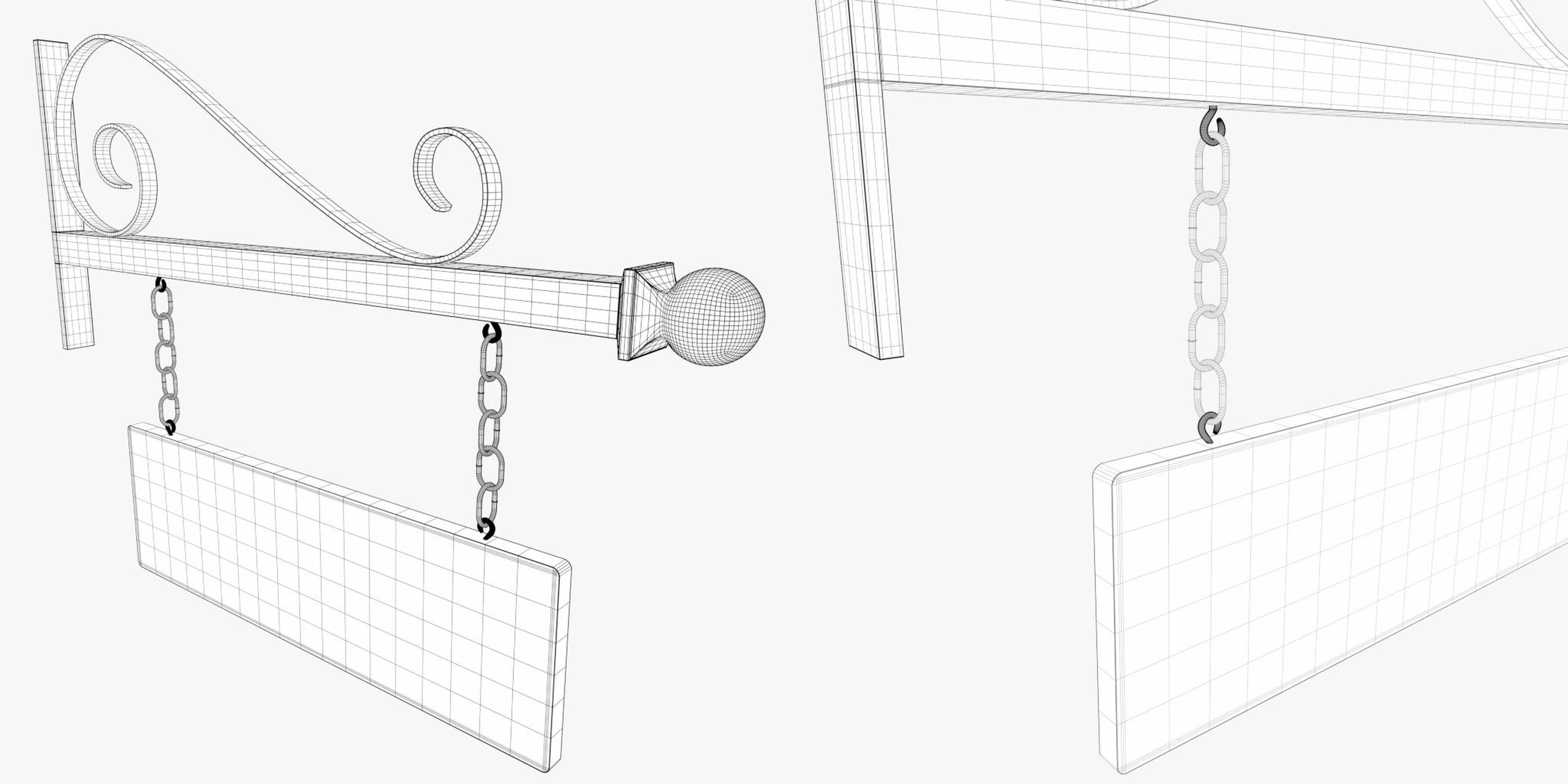 3D wall mounted hanging sign - TurboSquid 1574743