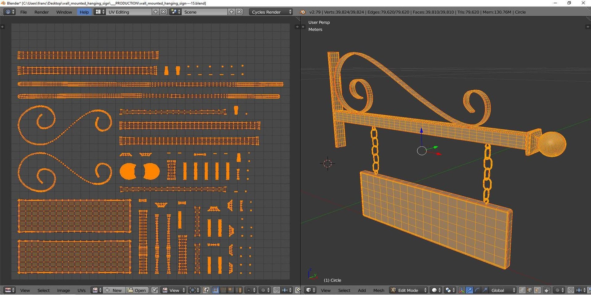 3D wall mounted hanging sign - TurboSquid 1574743