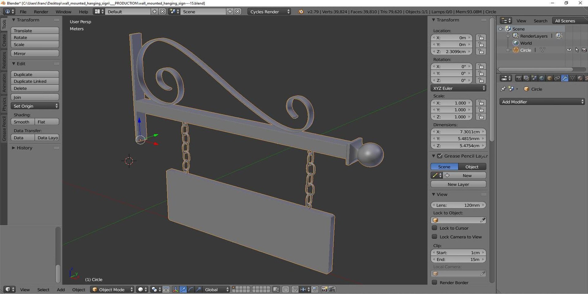 3D Wall Mounted Hanging Sign - TurboSquid 1574743