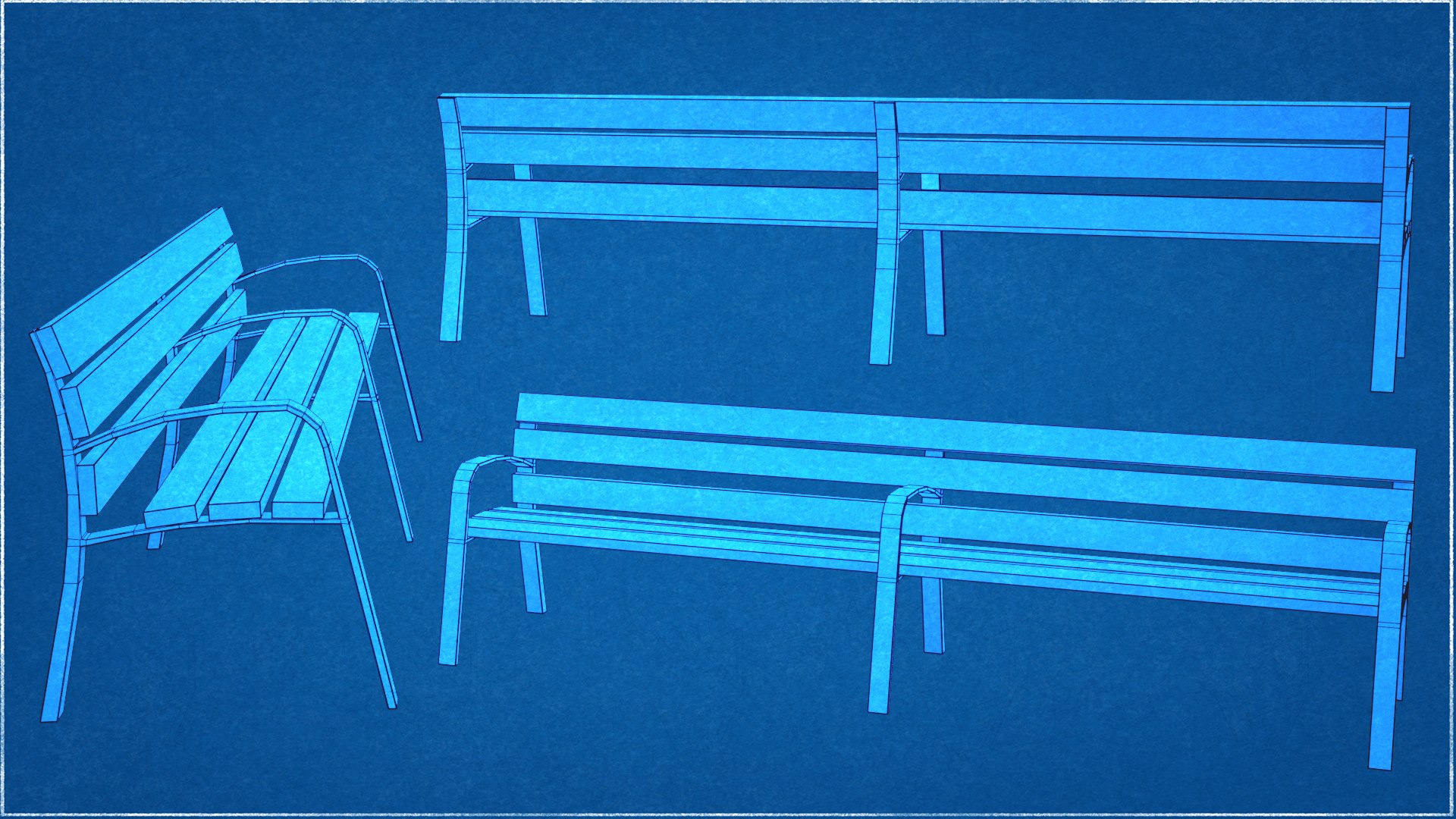 Collection of three Modo benches low poly 3D model - TurboSquid 2136407