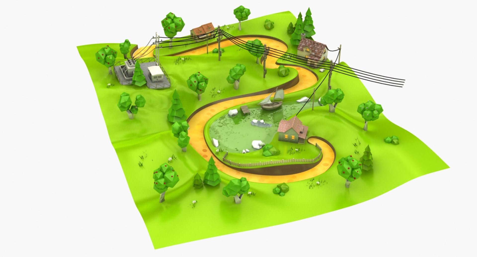 3D Cartoon Landscape Model - TurboSquid 1337412