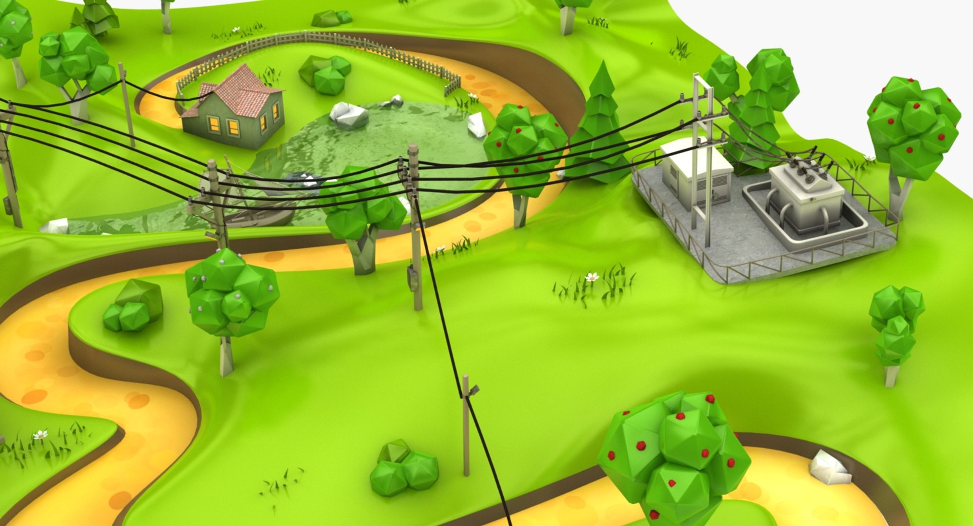 3D Cartoon Landscape Model - TurboSquid 1337412