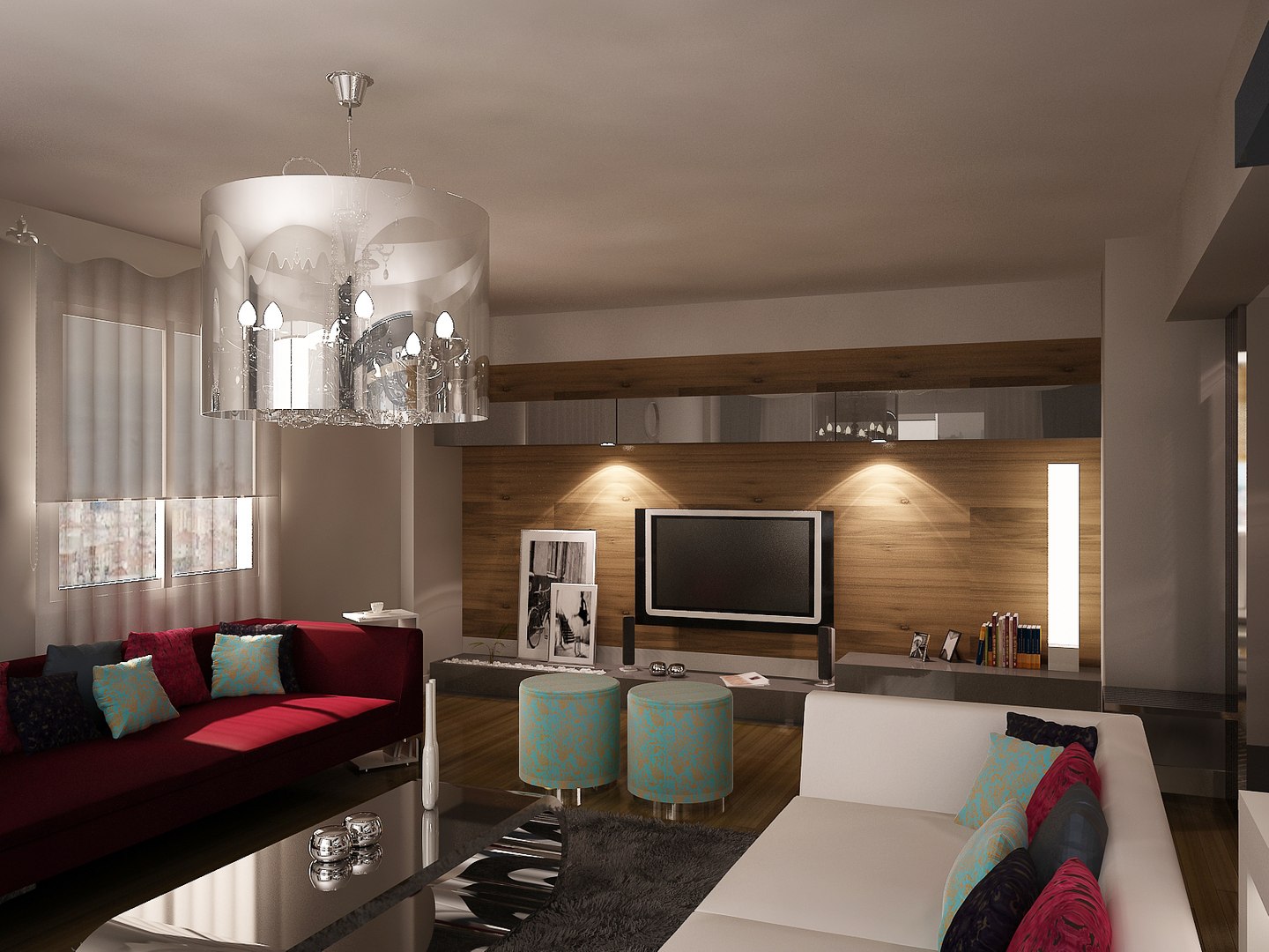 maya modern living room kitchen interior