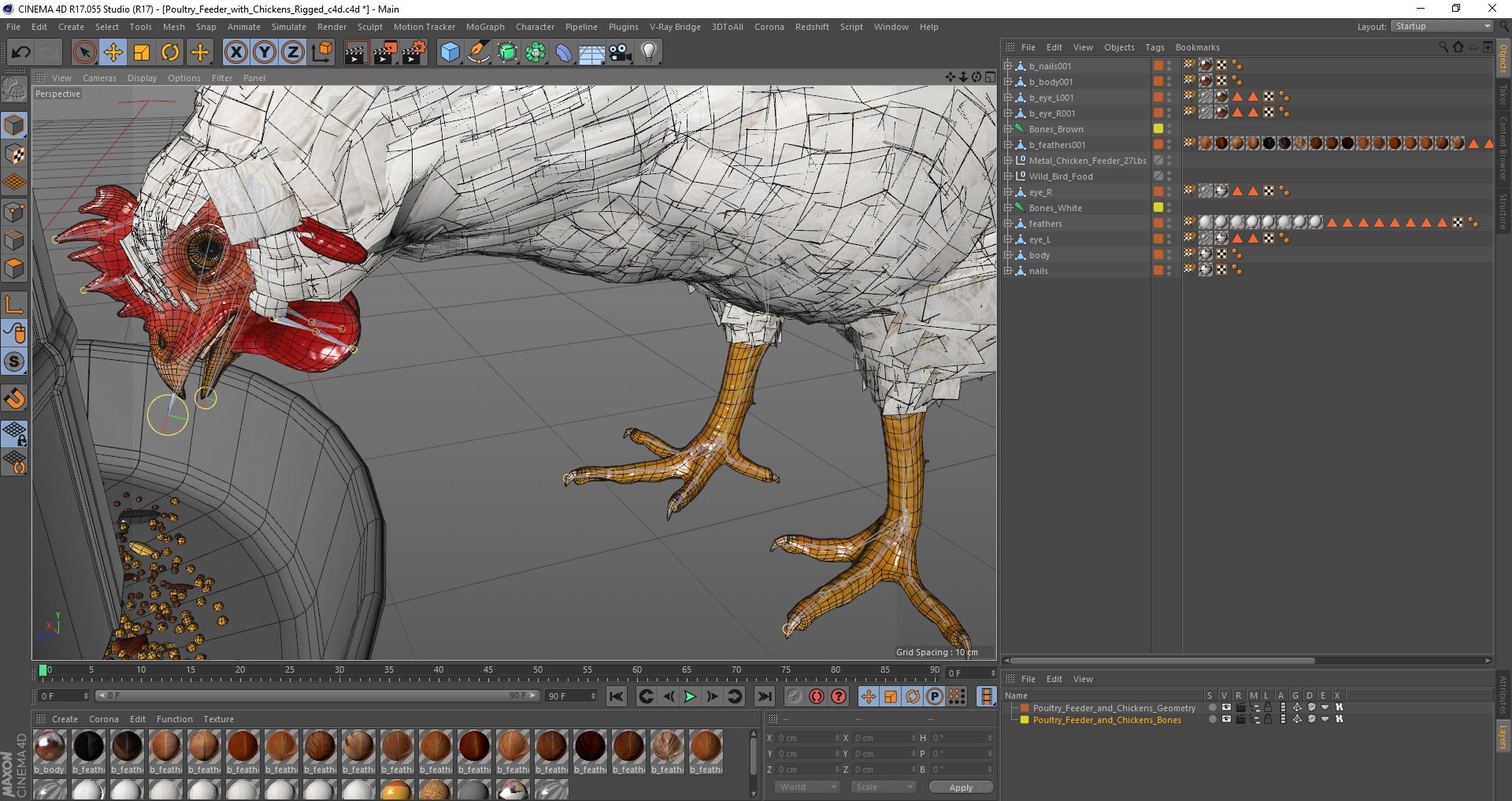 3D Poultry Feeder with Chickens Rigged for Cinema 4D - TurboSquid 1875478