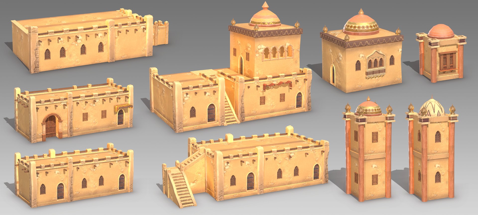 3D Ancient Egyptian Architecture Pyramids Pharaonic Tombs Desert ...