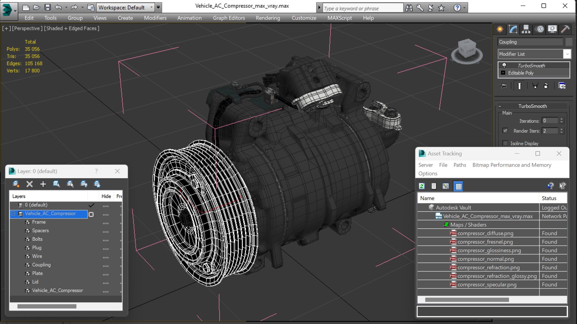 Vehicle AC Compressor 3D model - TurboSquid 2178971