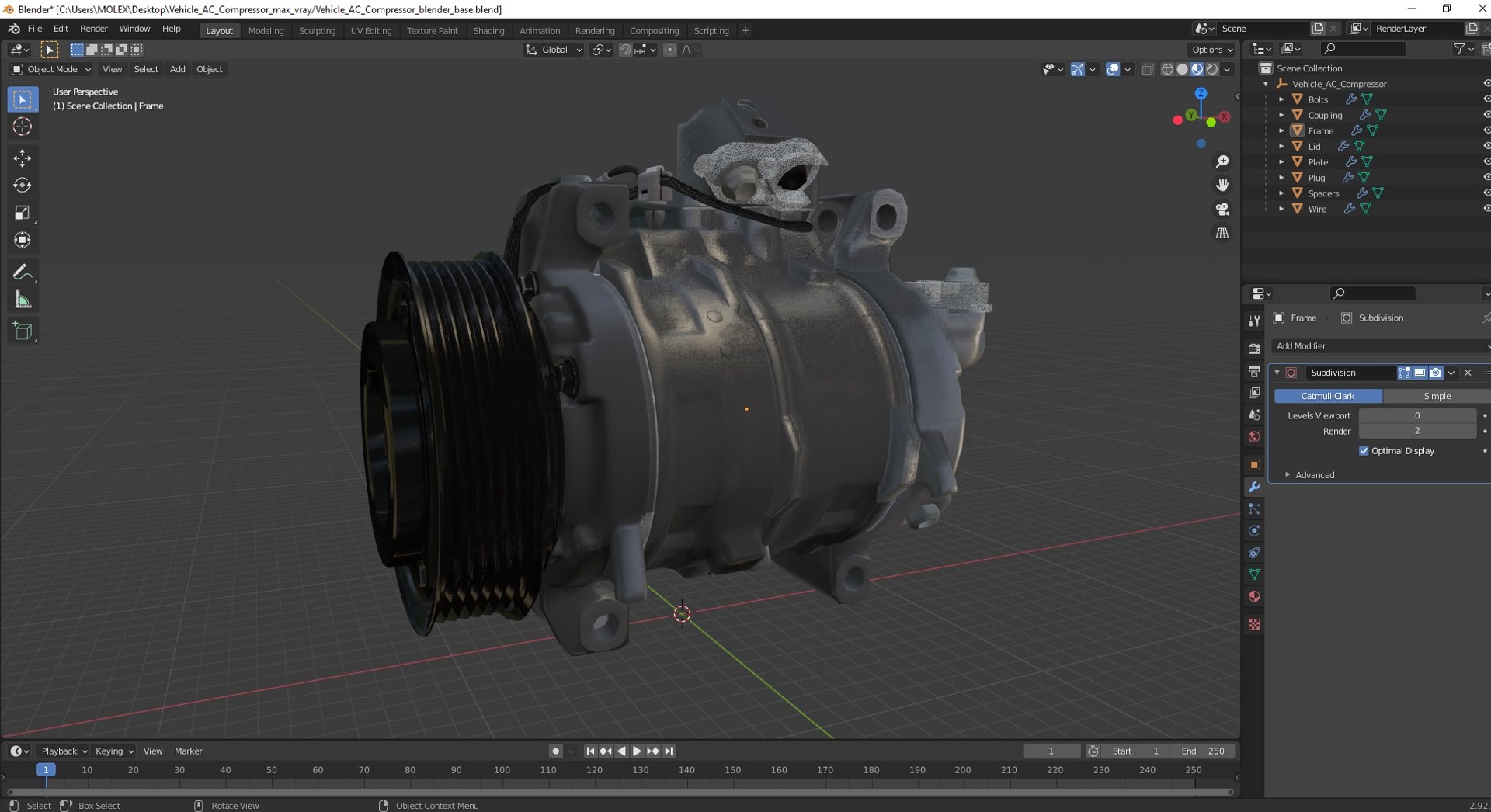 Vehicle AC Compressor 3D model - TurboSquid 2178971